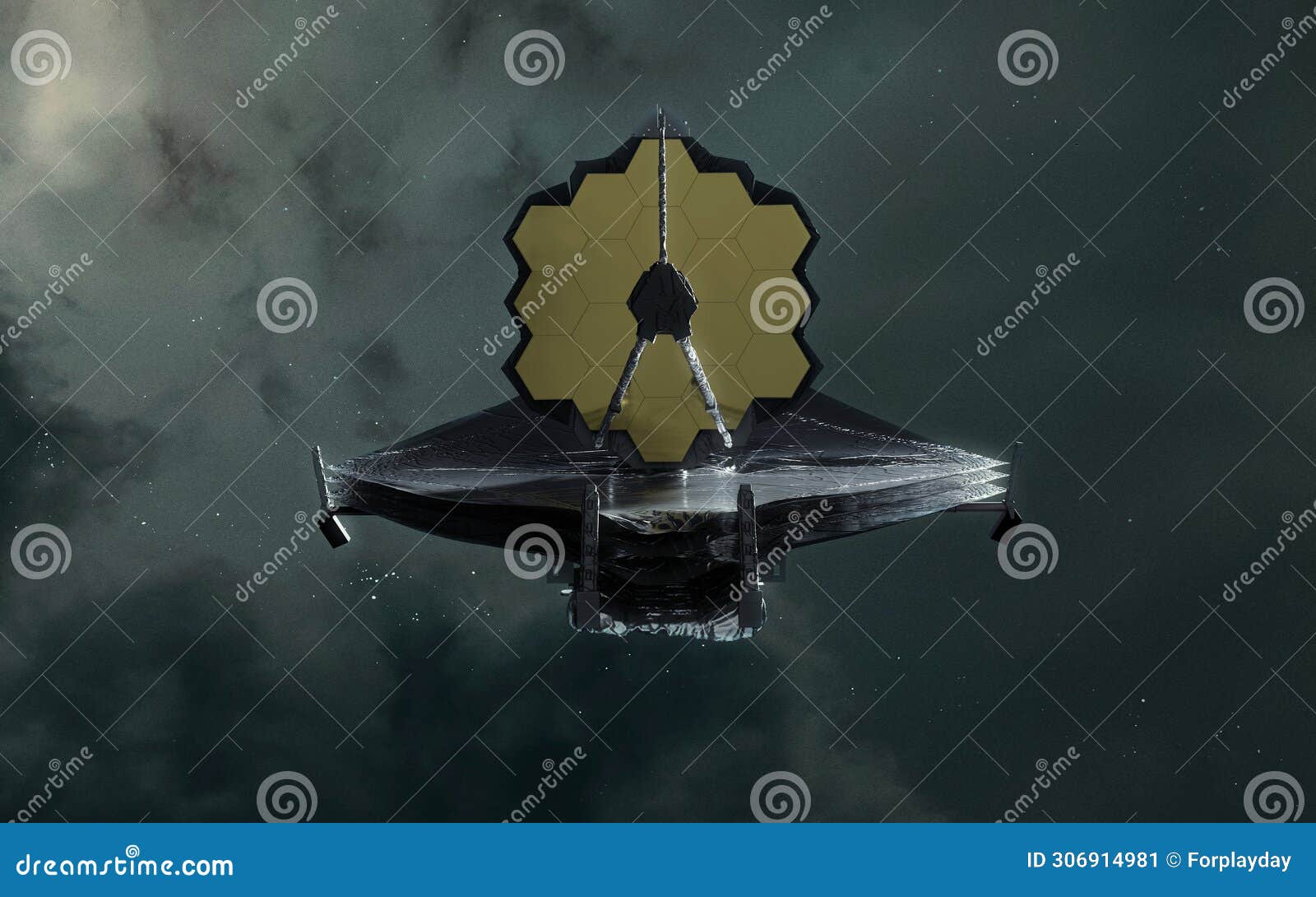 James Webb Telescope Explores Deep Space. JWST Launch Art Stock Image ...