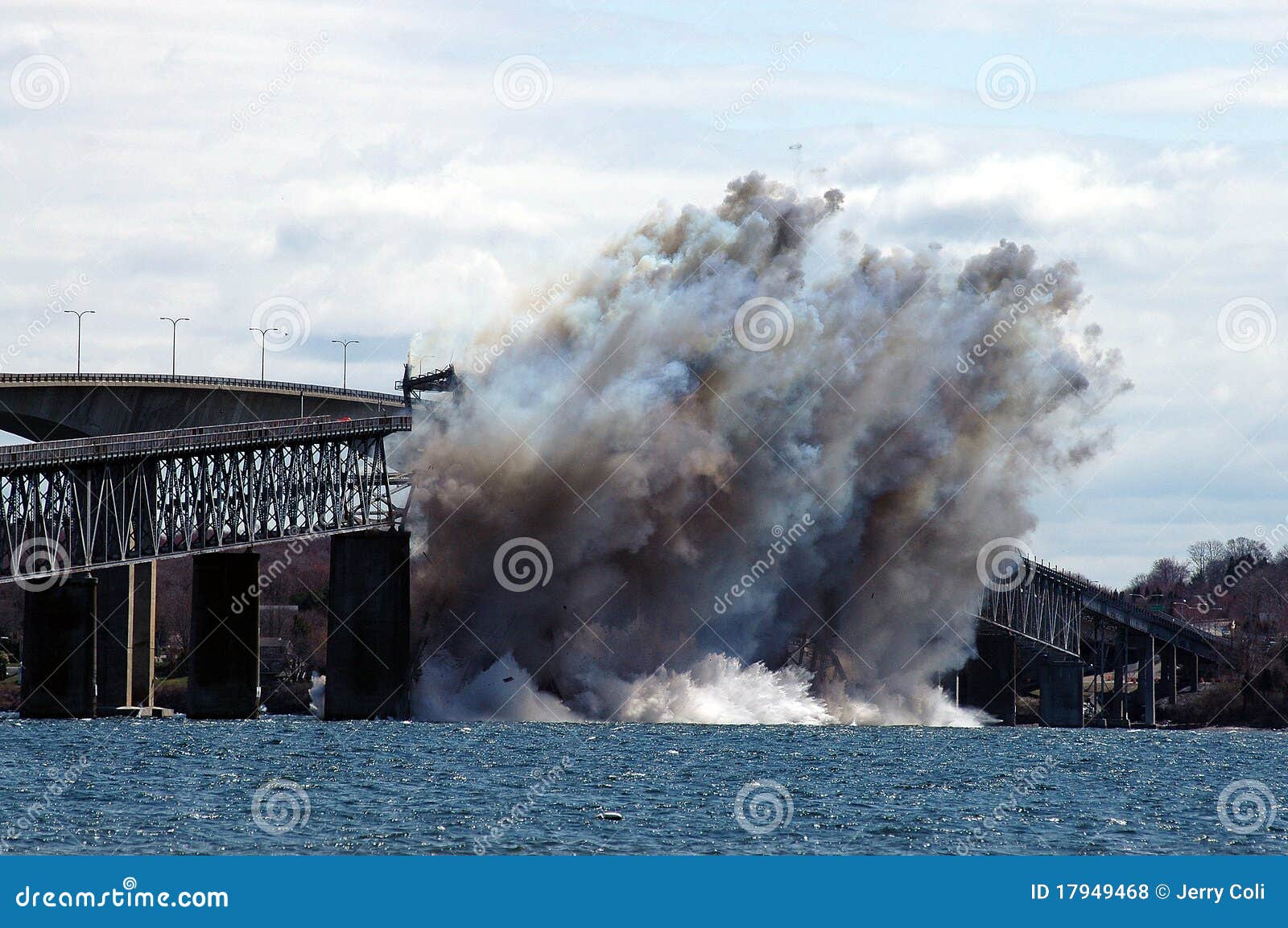 Jamestown Bridge is Detonated. Editorial Stock Photo - Image of smoke ...