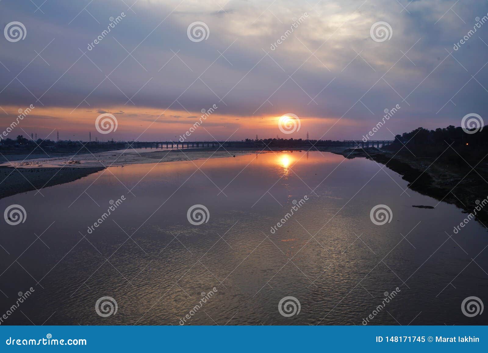Jammu - Sunset on River Tavi Stock Image - Image of birds, sunset ...