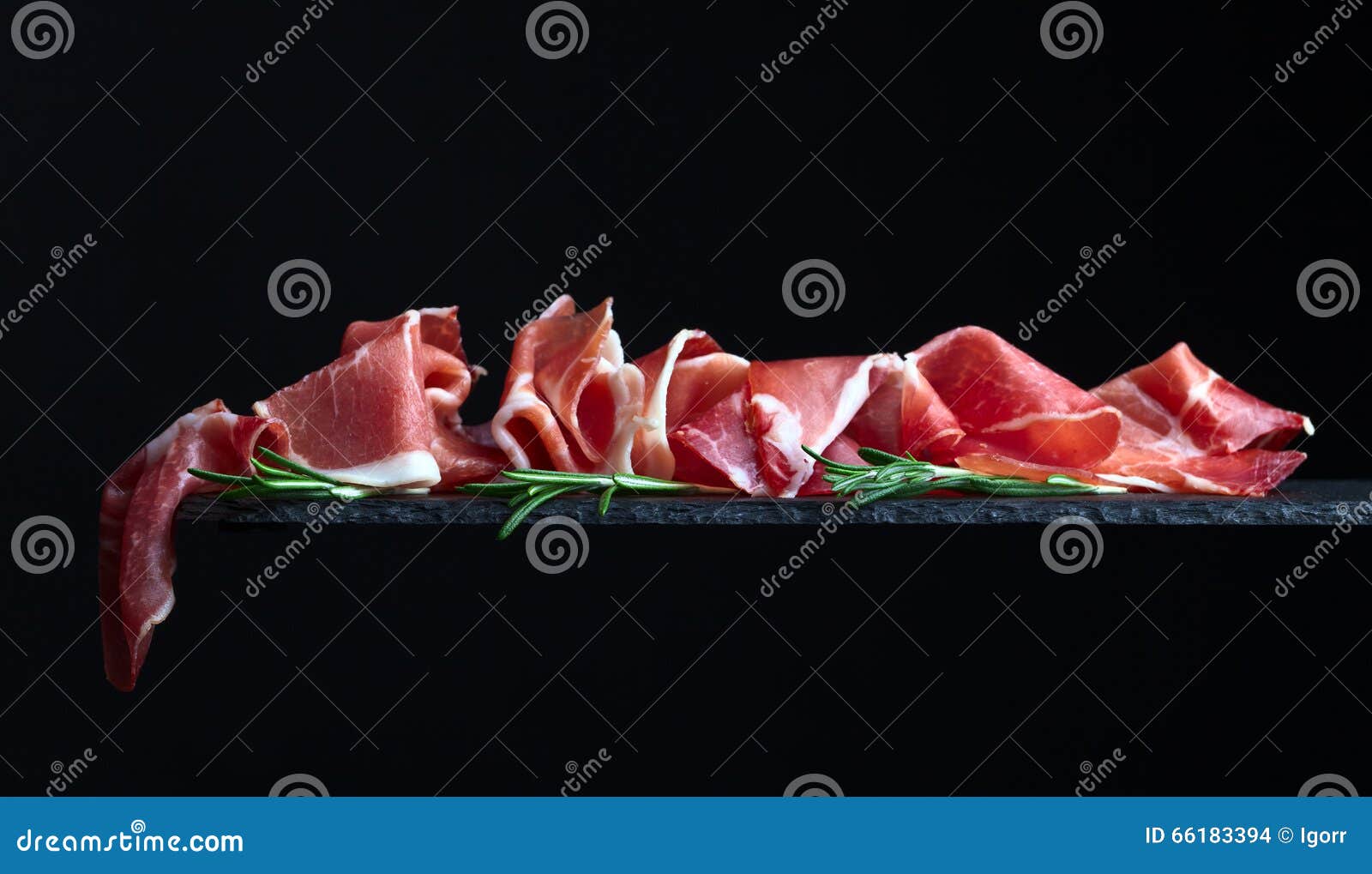 Jamon on a Black Background Stock Photo - Image of gourmet, smoked ...