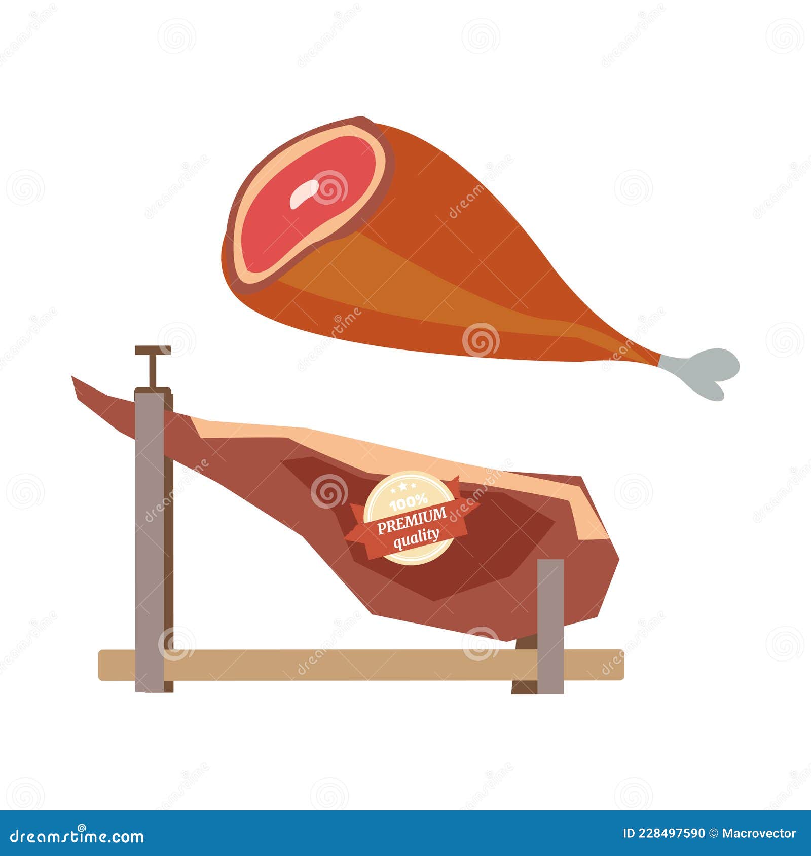 Jamon Flat Illustration stock vector. Illustration of gastronomy ...