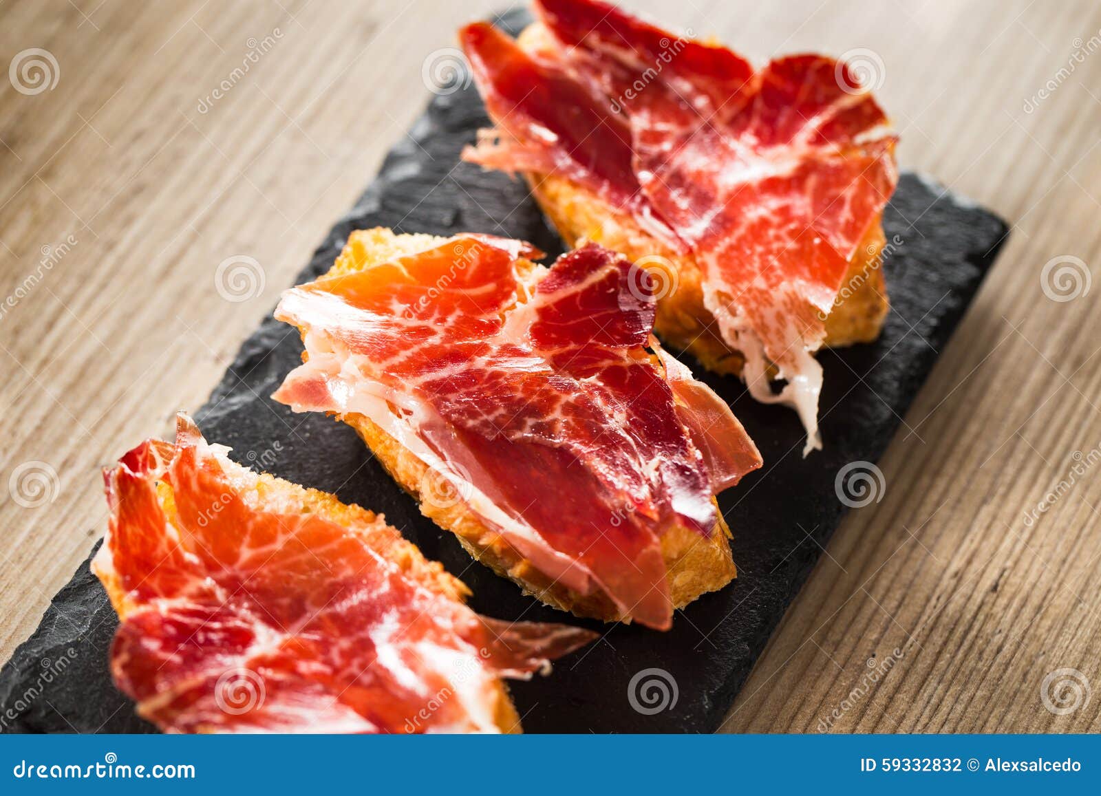 Jamon iberico tapas stock photo. Image of meat, slice - 59332832