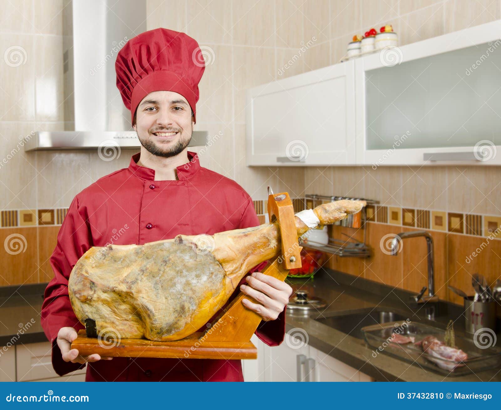 The jamon serrano stock photo. Image of occupational - 37432810