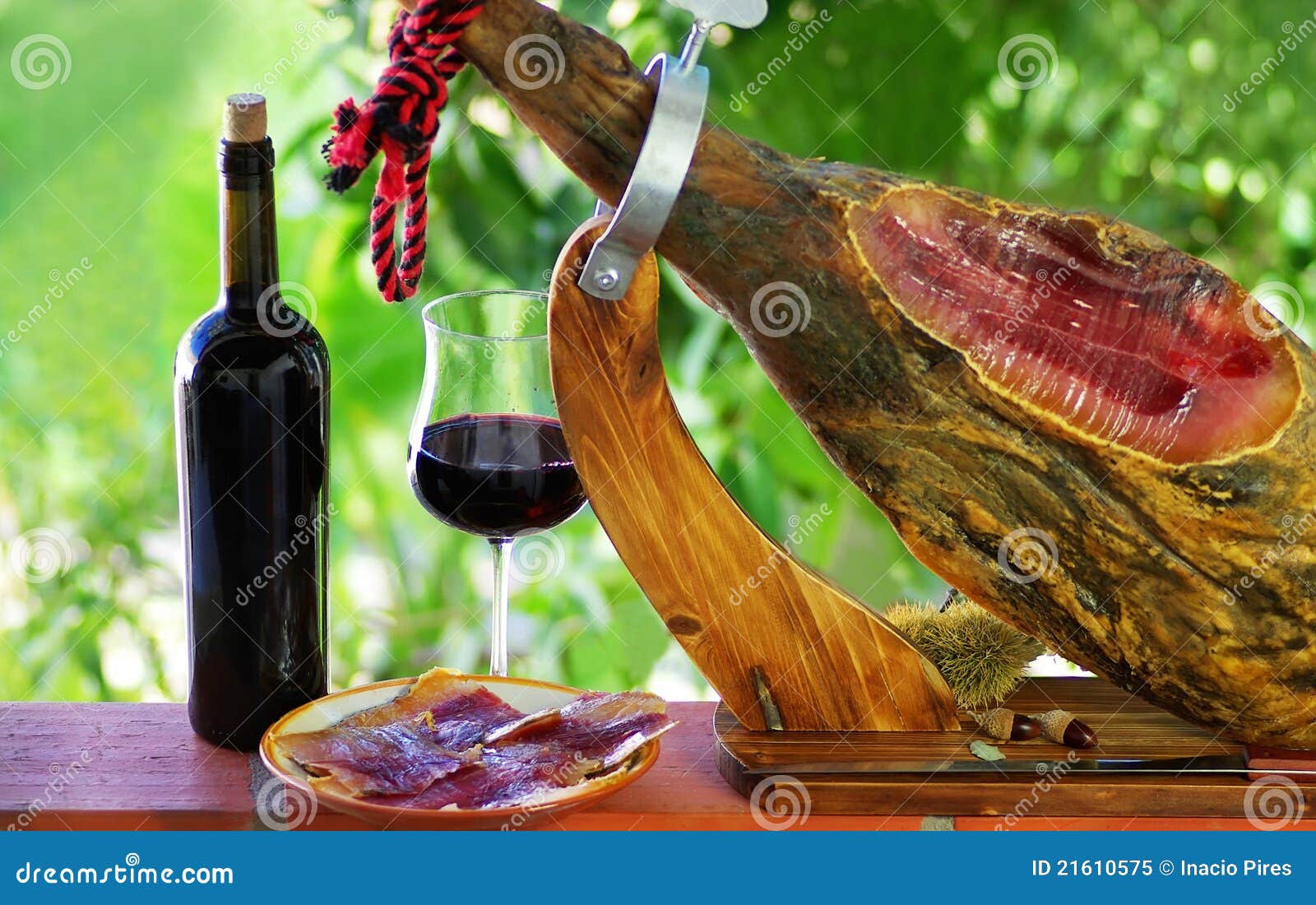 Jamon of spain and wine. stock image. Image of spain - 21610575