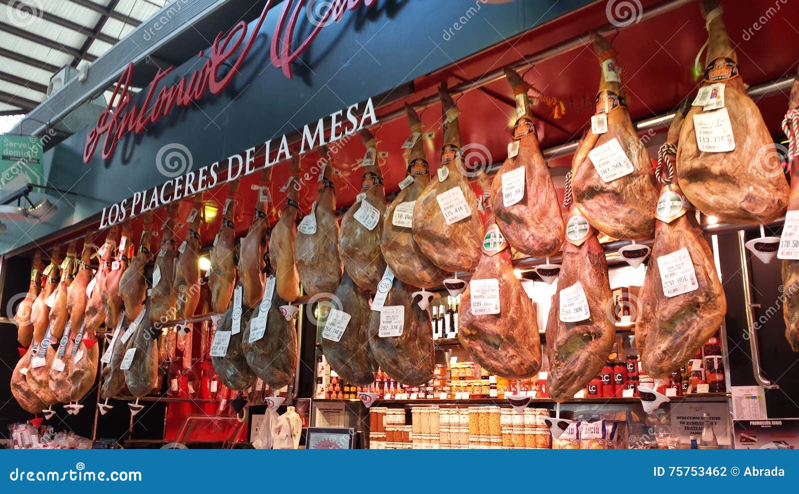 Jamones españoles Jamon fotografía editorial. Imagen de pierna - 75753462