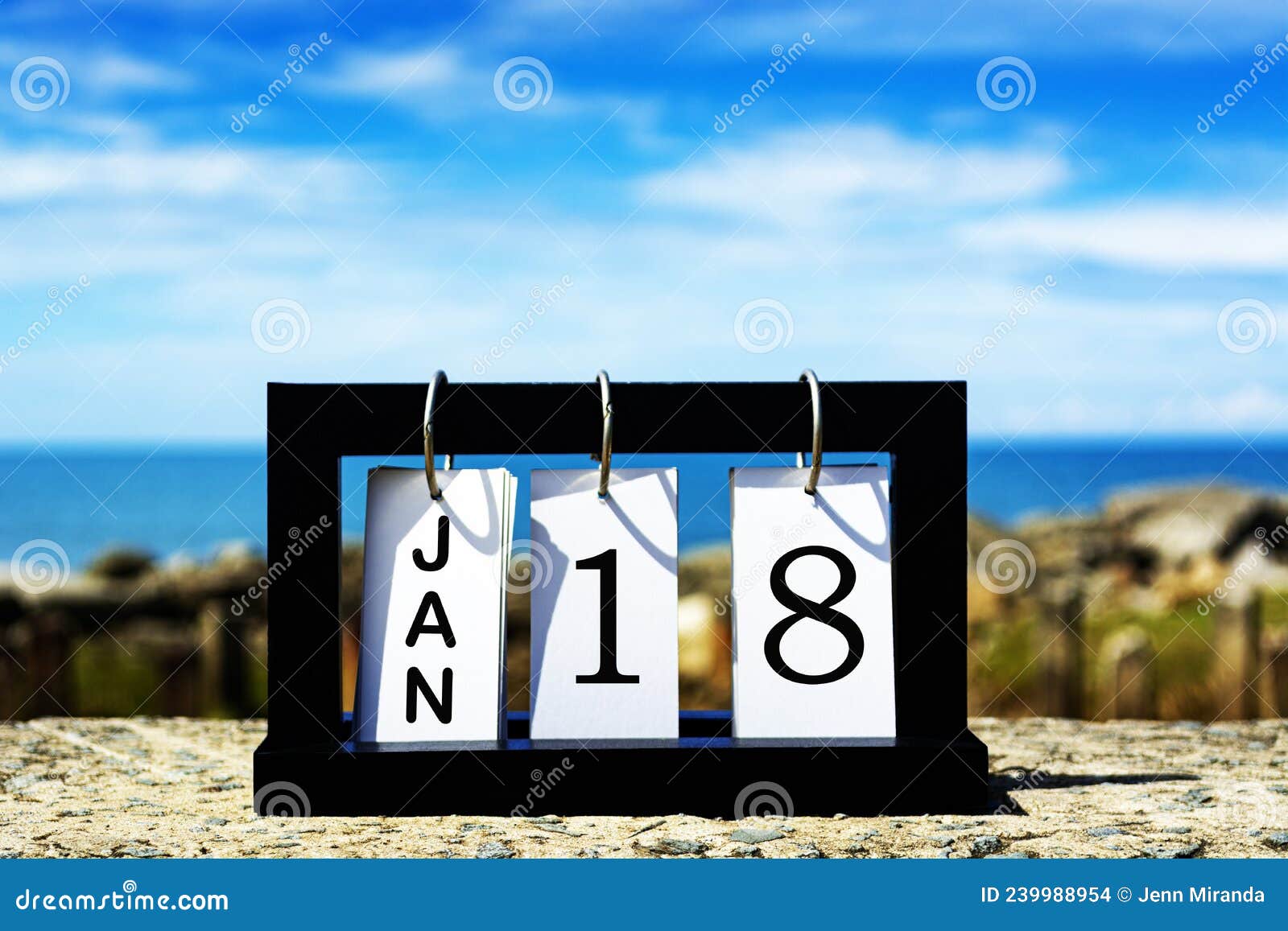 Jan 18 Calendar Date Text on Wooden Frame with Blurred Background of ...