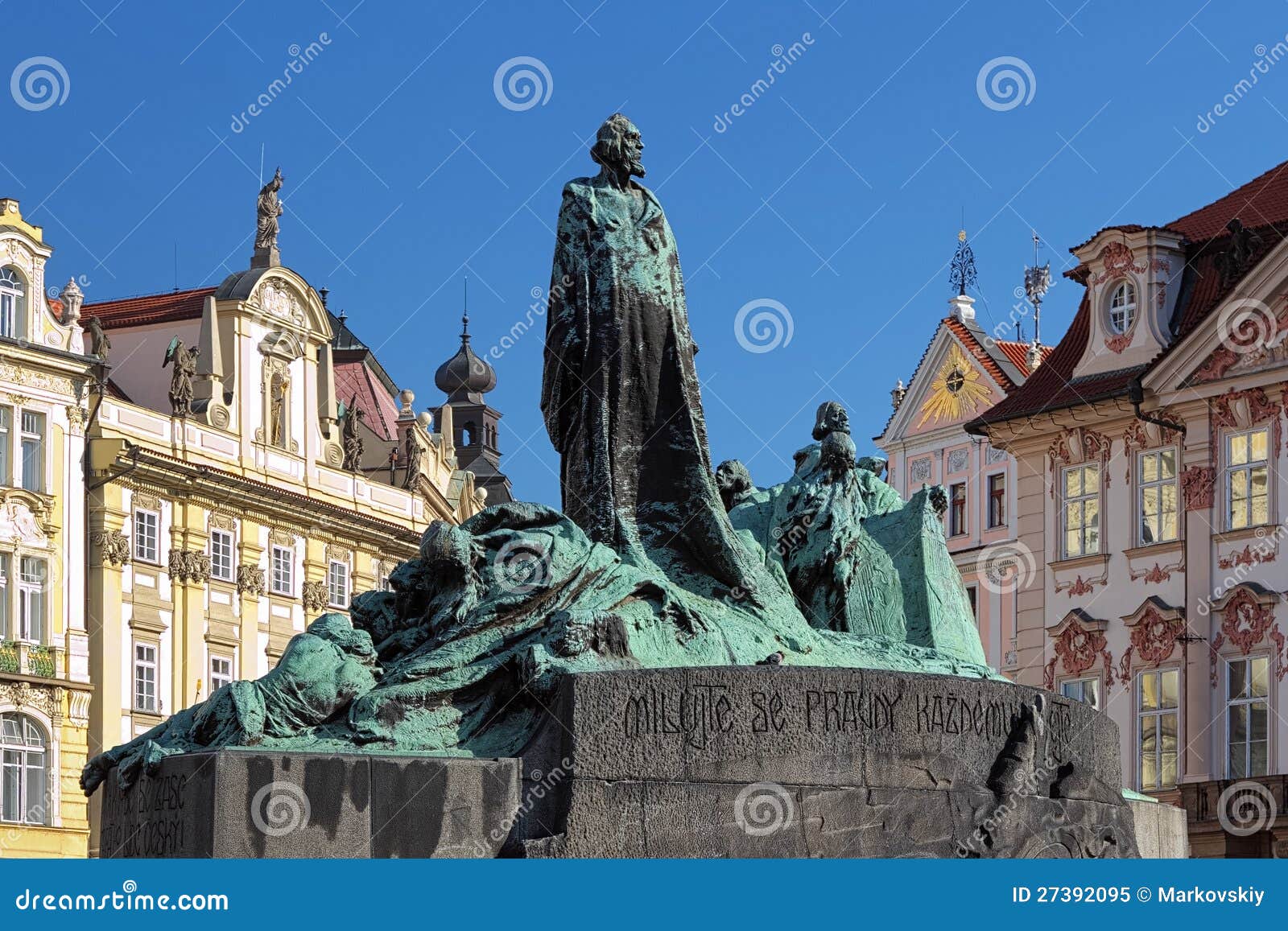 Jan Hus Memorial on the Old Town Square in Prague Stock Image - Image ...