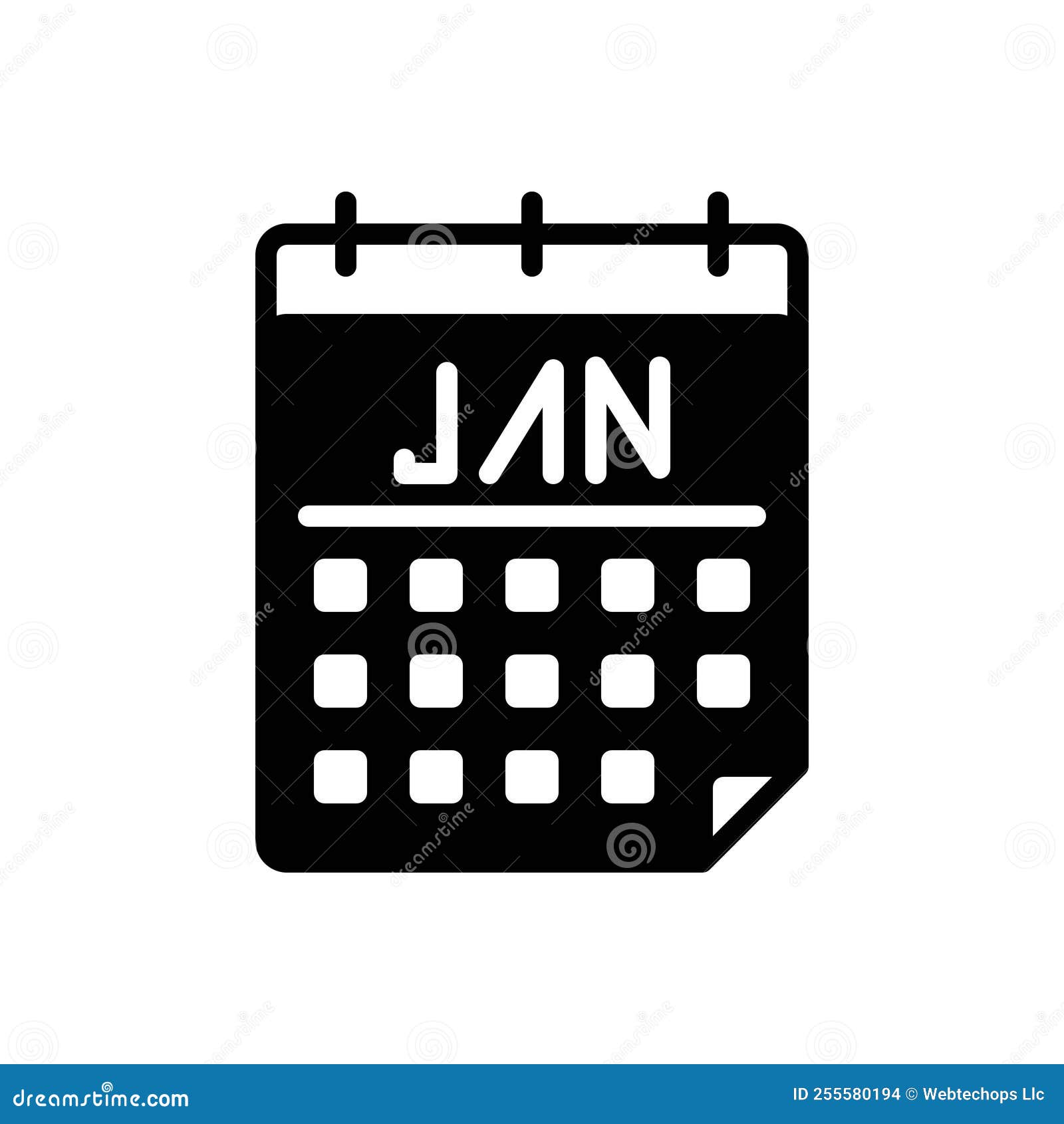 Black Solid Icon for Jan, January and Calender Stock Vector ...