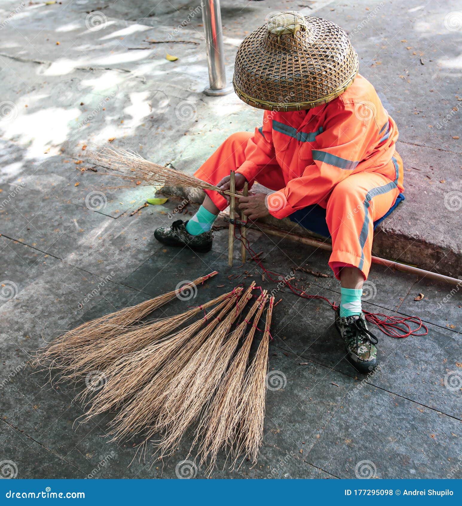 Janitor with a Broom in the City Stock Photo - Image of care, worker ...