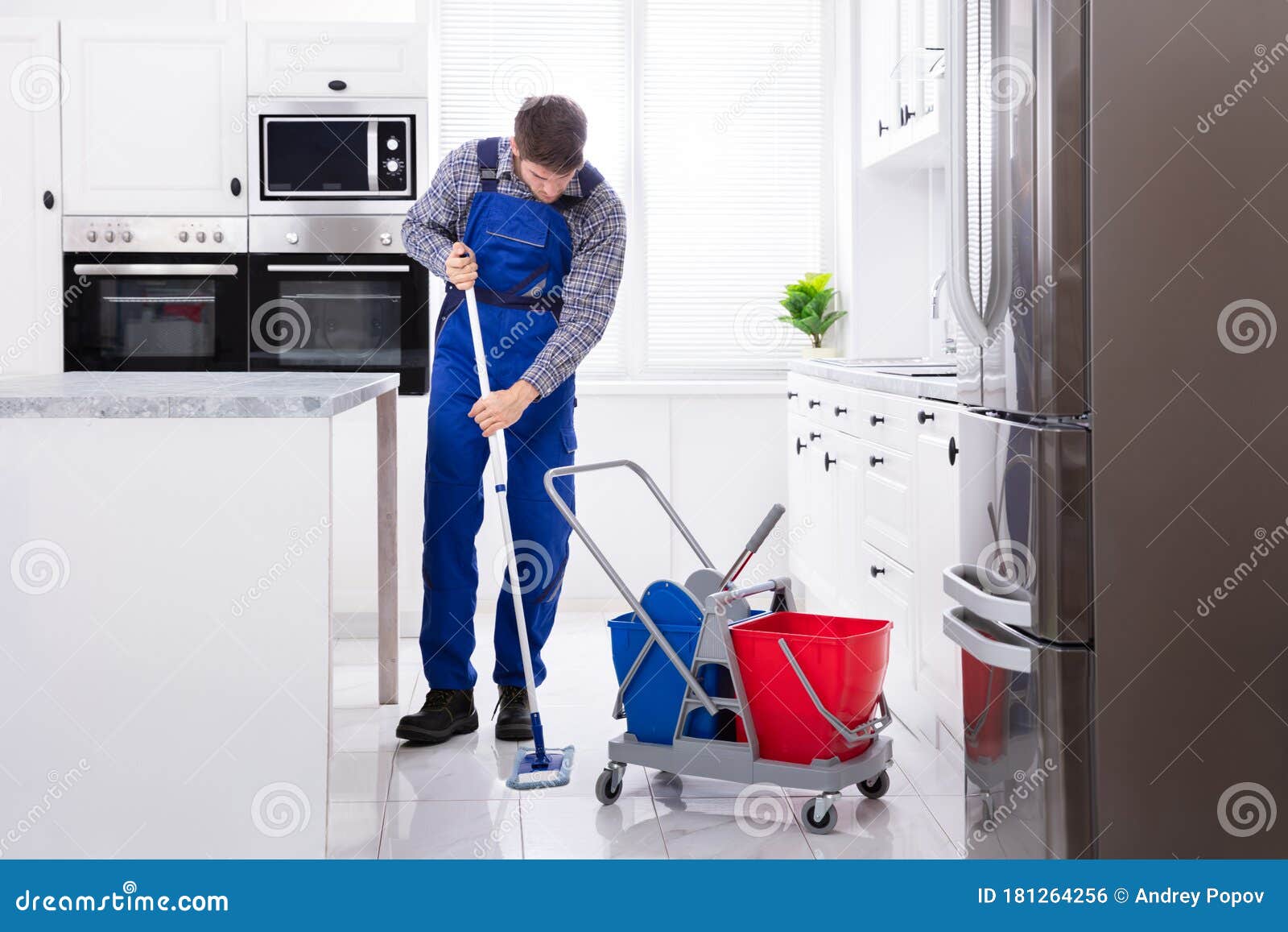 Janitor Cleaning Floor with Mop Stock Photo - Image of home, lifestyle ...