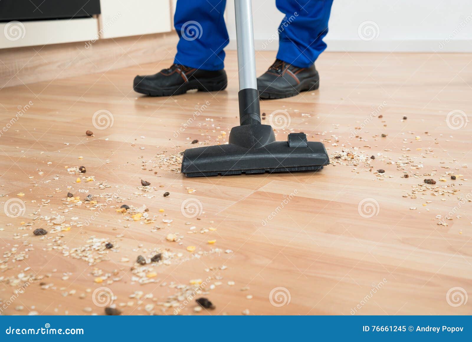 Janitor Cleaning Floor with Vacuum Cleaner Stock Image - Image of ...