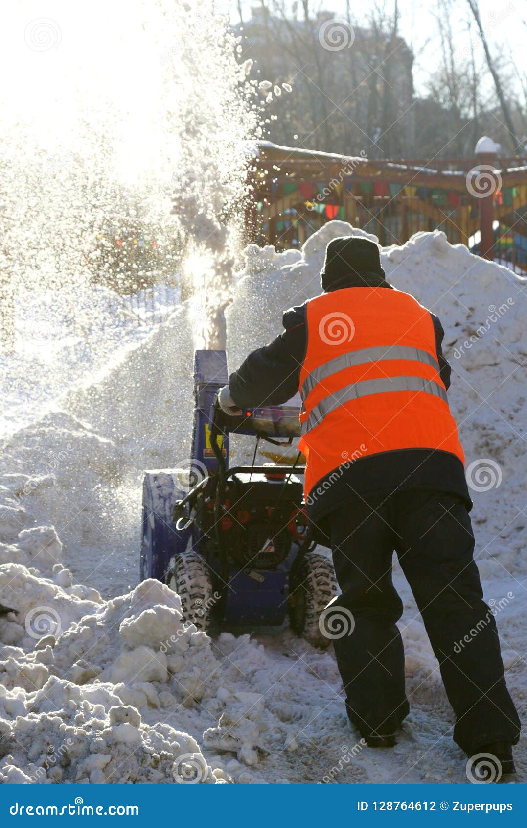 Janitor cleans snow. editorial photography. Image of cleaning - 128764612 Janitor cleans snow. editorial photography. Image of cleaning - 128764612