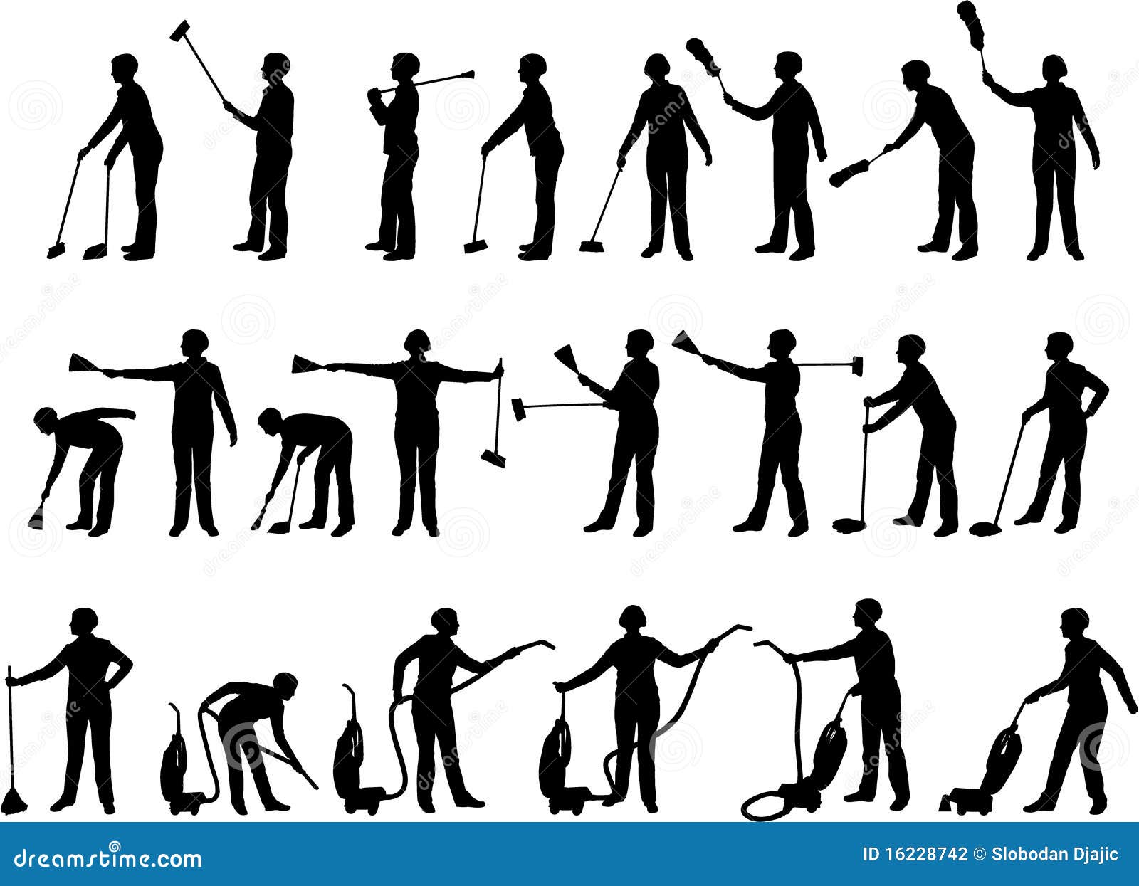 Janitor Sweep Street. Yardman Worker. Cleaner With Broom. Hand Drawn ...