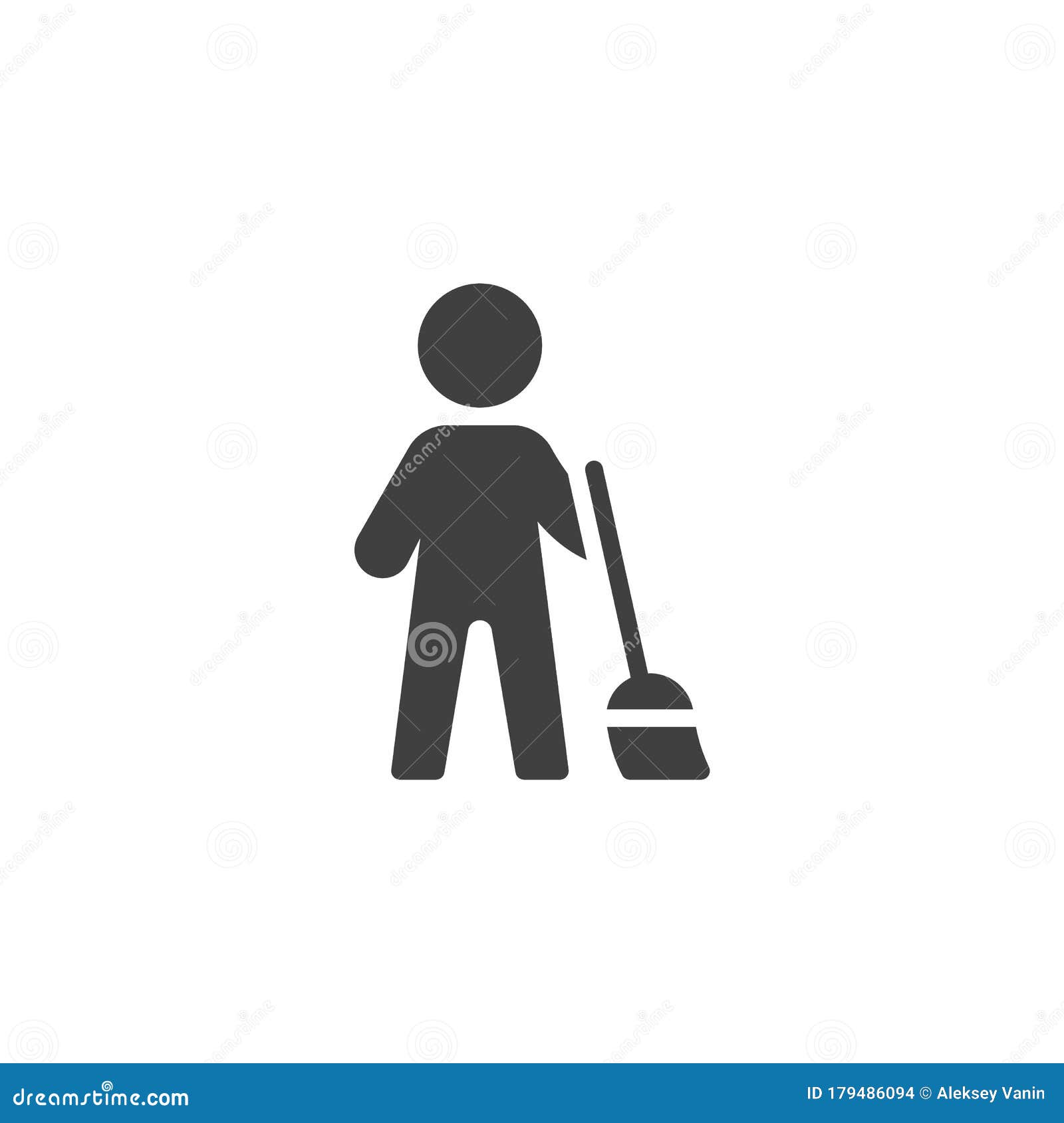 Janitor Man Sweeping Vector Icon Stock Vector - Illustration of design ...