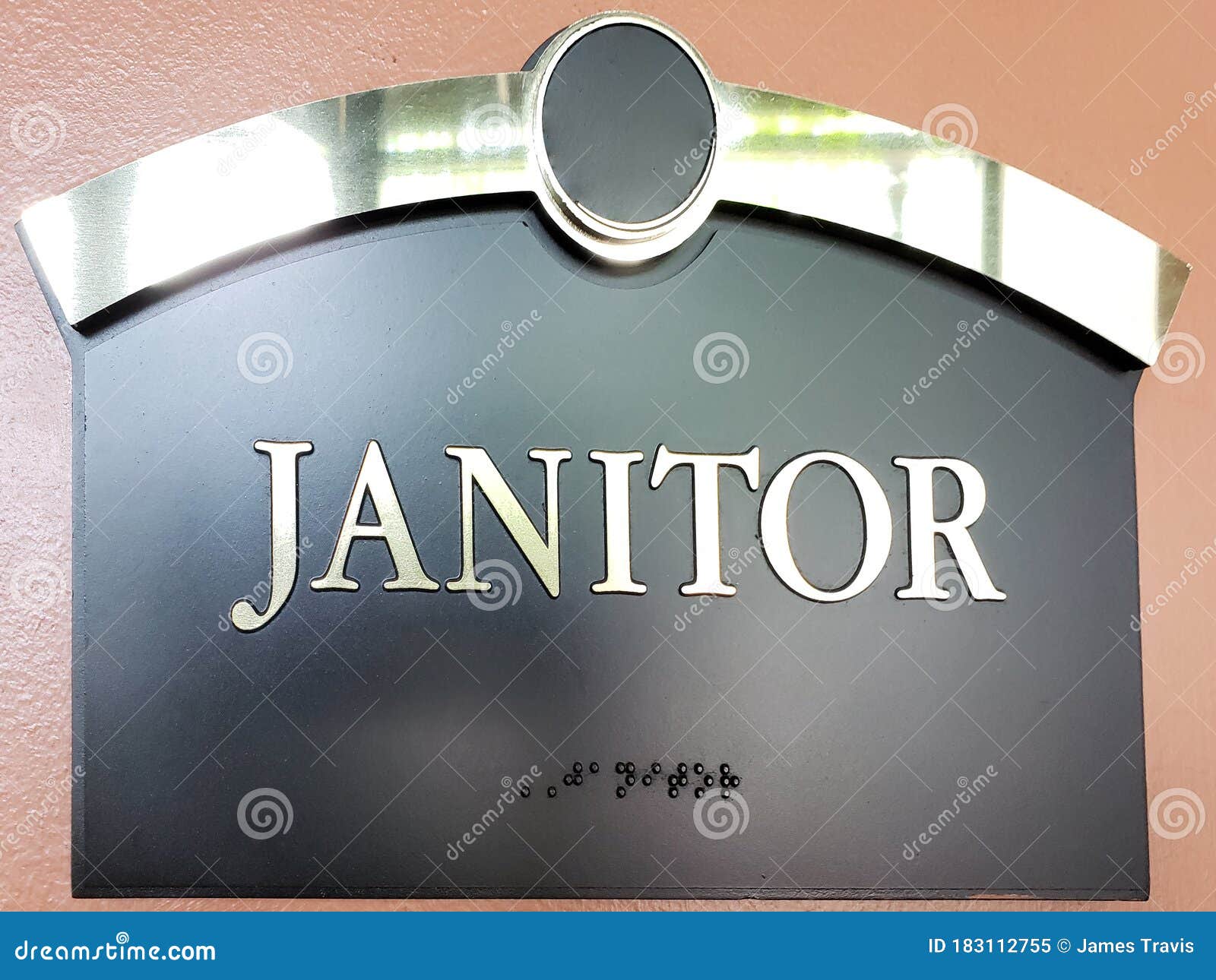 Janitor Sign in English and in Braille Stock Image - Image of english ...