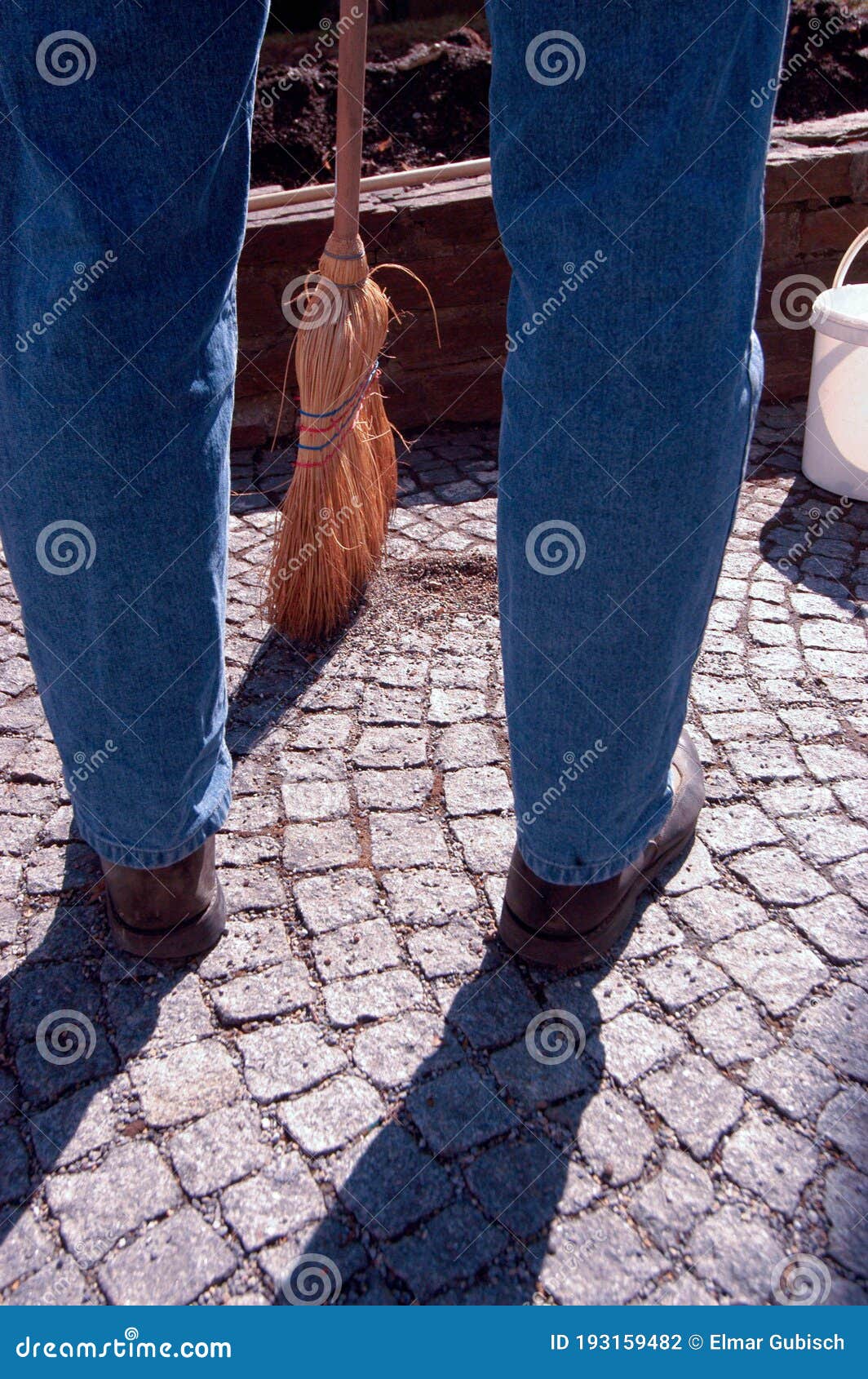 Janitor Sweeping Up the Dirt Stock Photo - Image of economy, sweeping ...