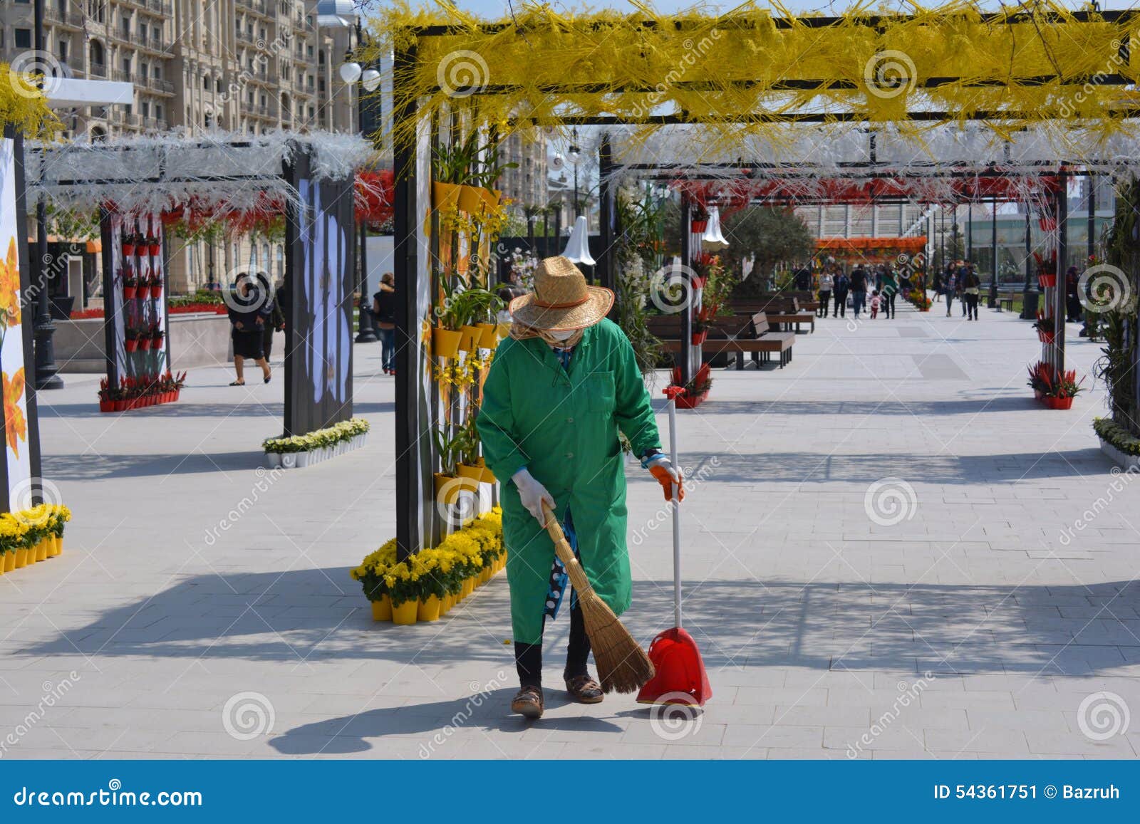 The janitor sweeps garbage editorial photo. Image of janitor - 54361751