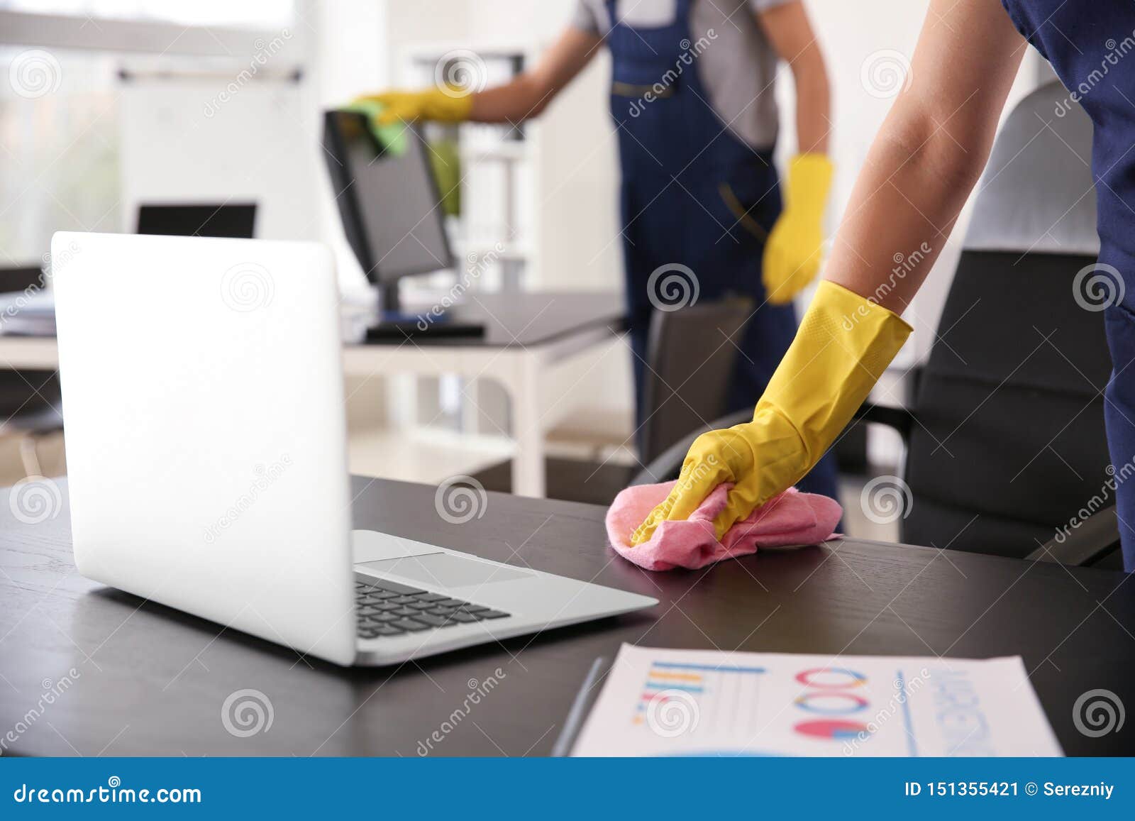 Janitor Wiping Table in Office Stock Image - Image of sanitary, hygiene ...