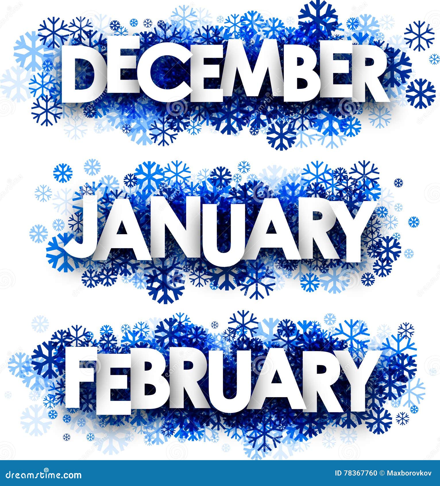 Januari, Februari, December-banners Vector Illustratie - Illustration ...