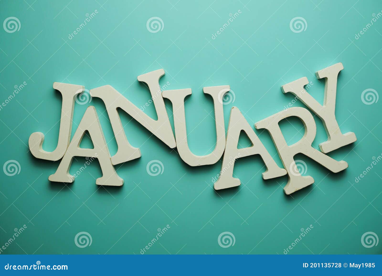 January Alphabet Letter on Blue Background Stock Photo - Image of ...
