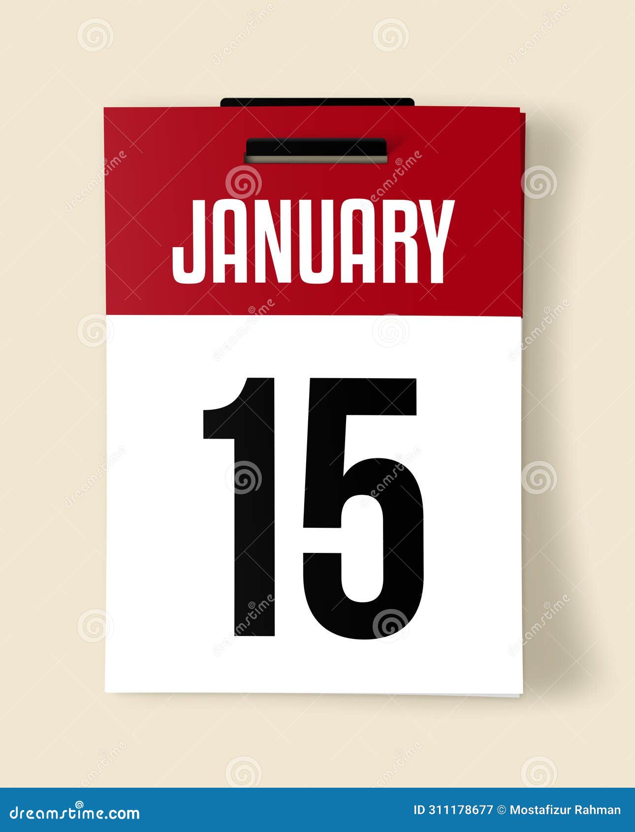 15 January Calendar Date, a Realistic Calendar Sheet Hanging on a Wall ...