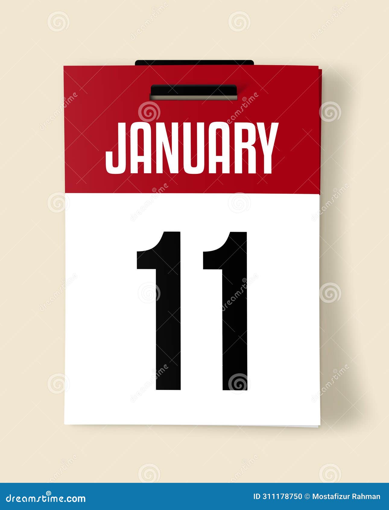 11 January Calendar Date, a Realistic Calendar Sheet Hanging on a Wall ...
