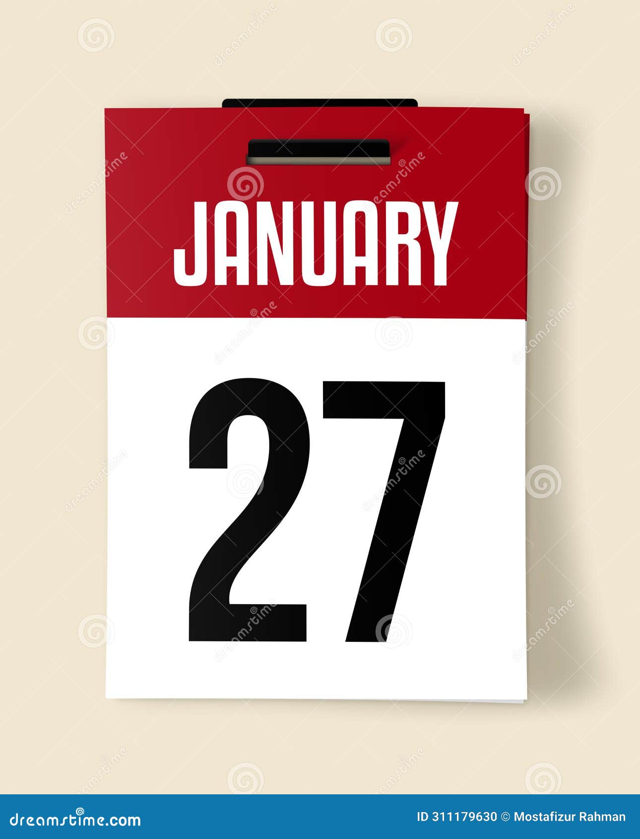 27 January Calendar Date, a Realistic Calendar Sheet Hanging on a Wall ...
