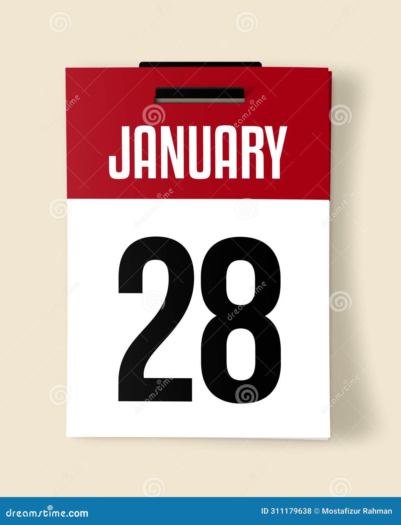 28 January Calendar Date, a Realistic Calendar Sheet Hanging on a Wall ...