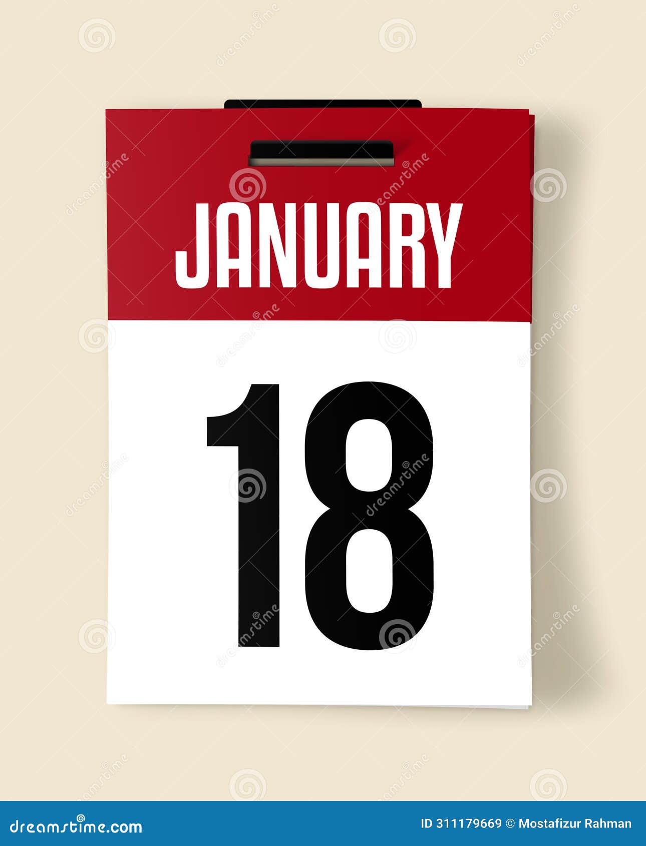 18 January Calendar Date, a Realistic Calendar Stock Vector ...