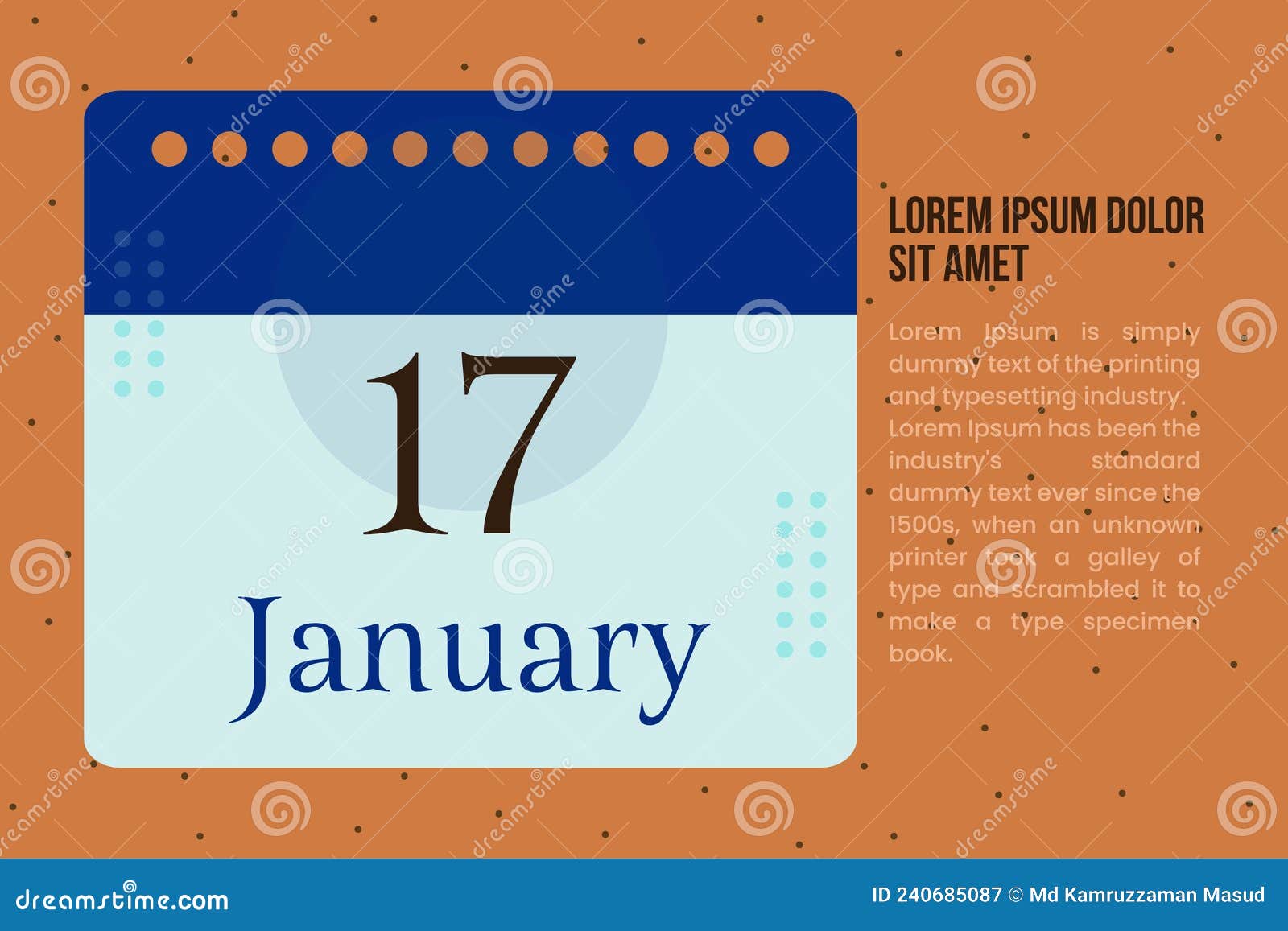 17 January Calendar Day Template Design with Title, and Paragraph ...