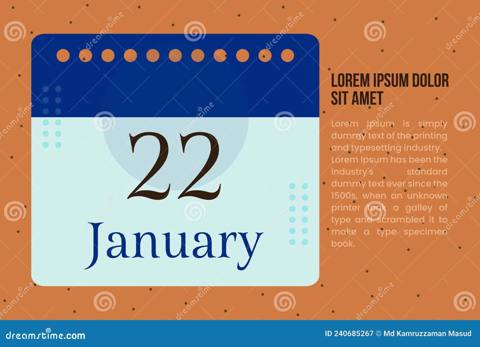 22 January Calendar Day Template Design with Title, and Paragraph ...