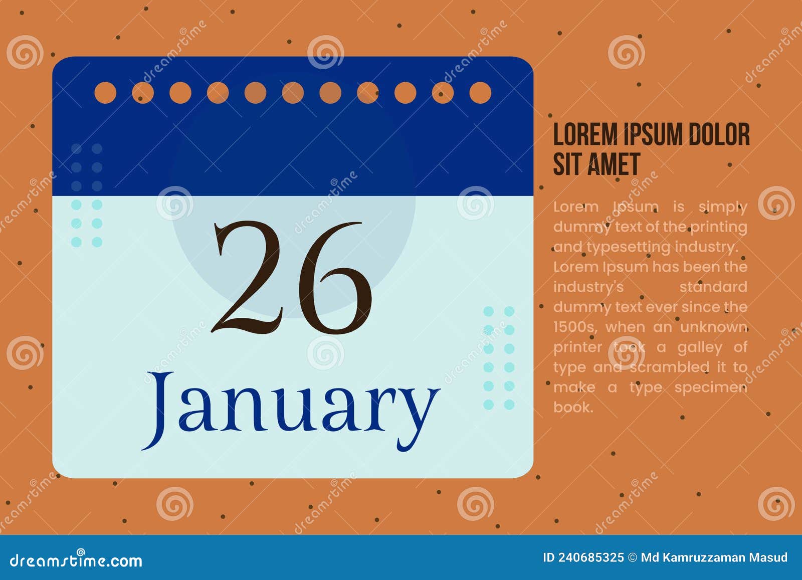 26 January Calendar Day Template Design with Title, and Paragraph ...