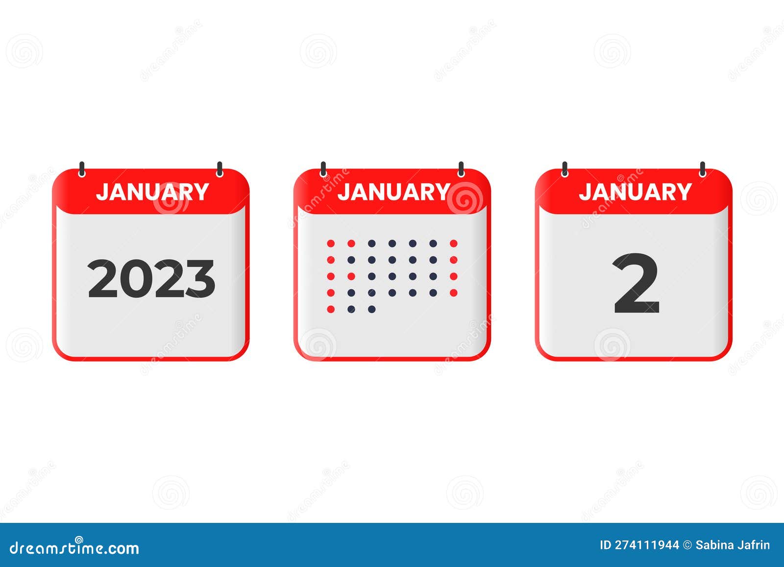 January 2 Calendar Design Icon. 2023 Calendar Schedule, Appointment ...
