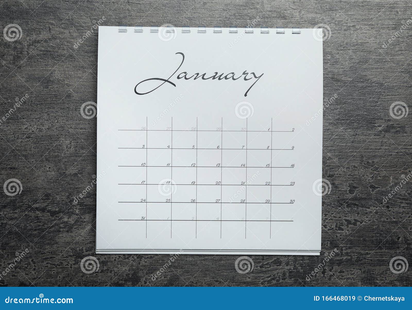 January Calendar on Grey Stone, Top View Stock Image - Image of agenda ...