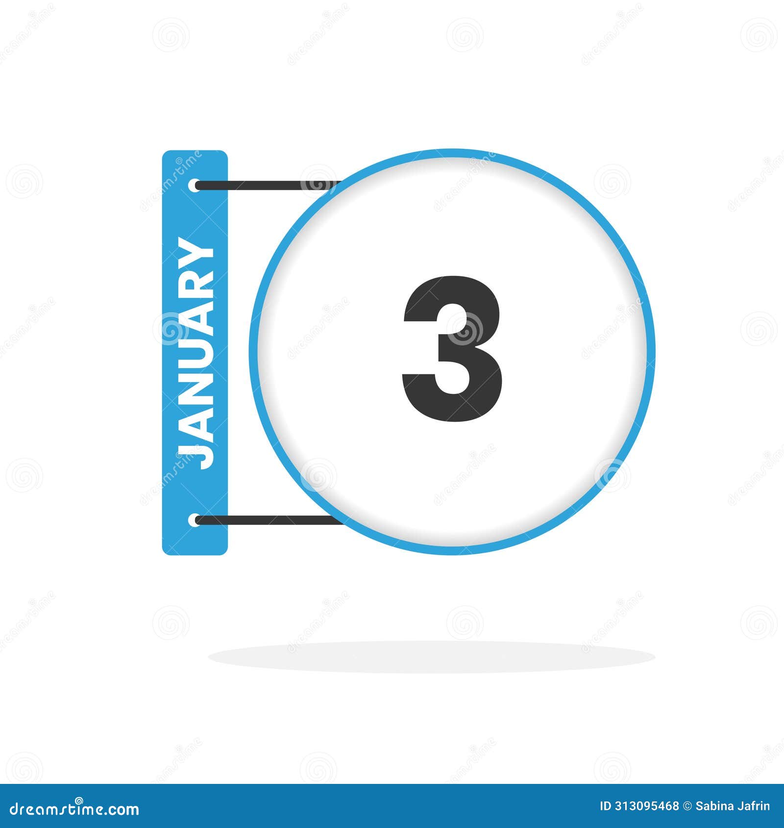 January 3 Calendar Icon. Date, Month Calendar Icon Vector Illustration ...