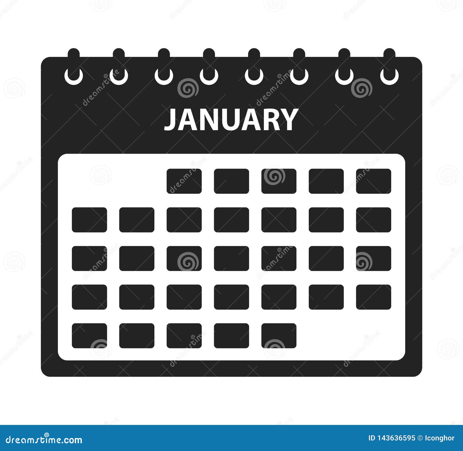 January Calendar Icon. stock vector. Illustration of icon - 143636595