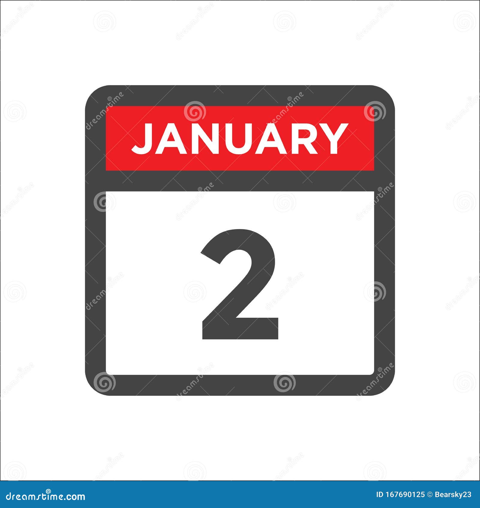 January 2 Calendar Icon Including Day of Month Stock Vector ...