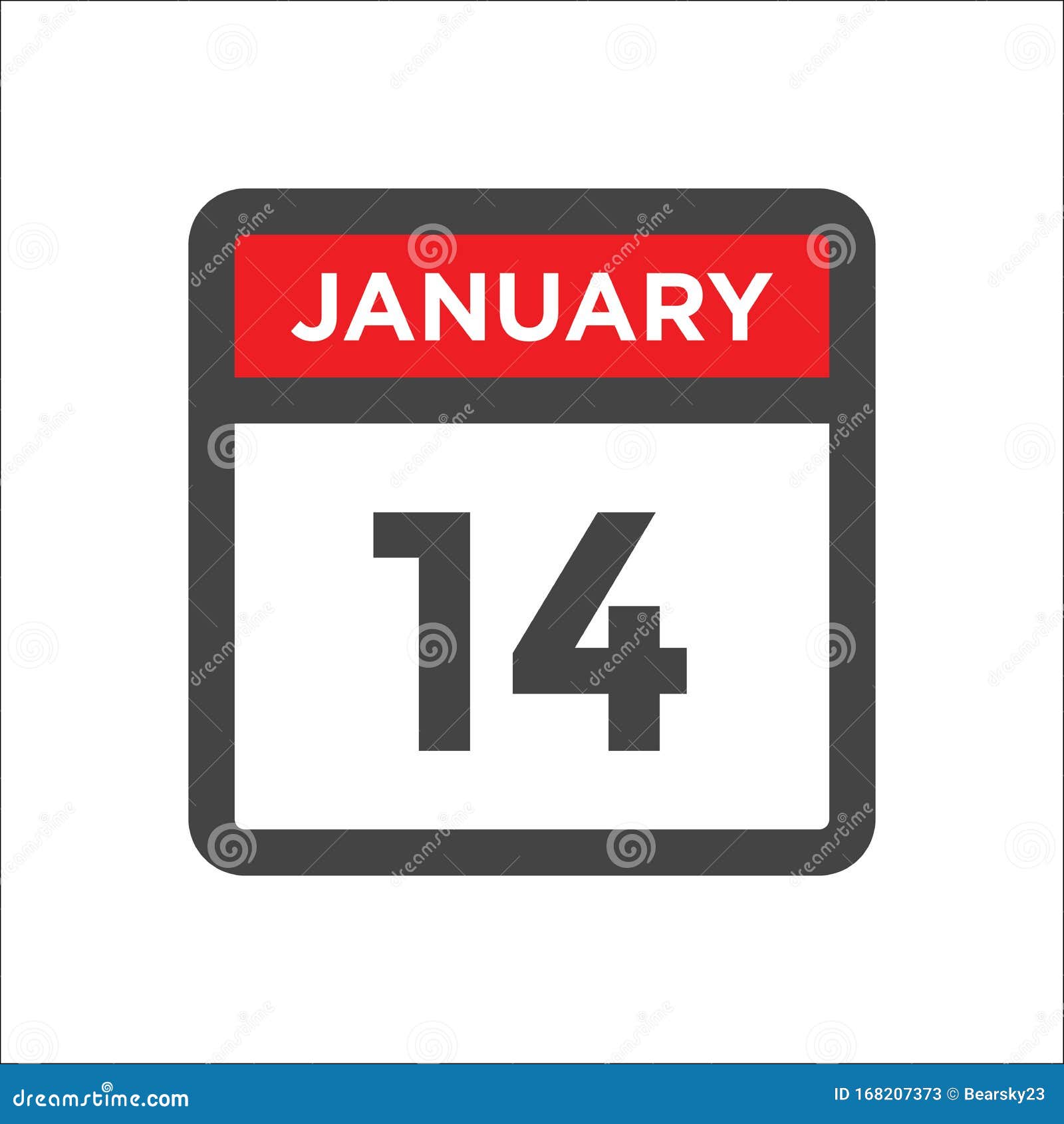 January 14 Calendar Icon Including Day of Month Stock Vector ...