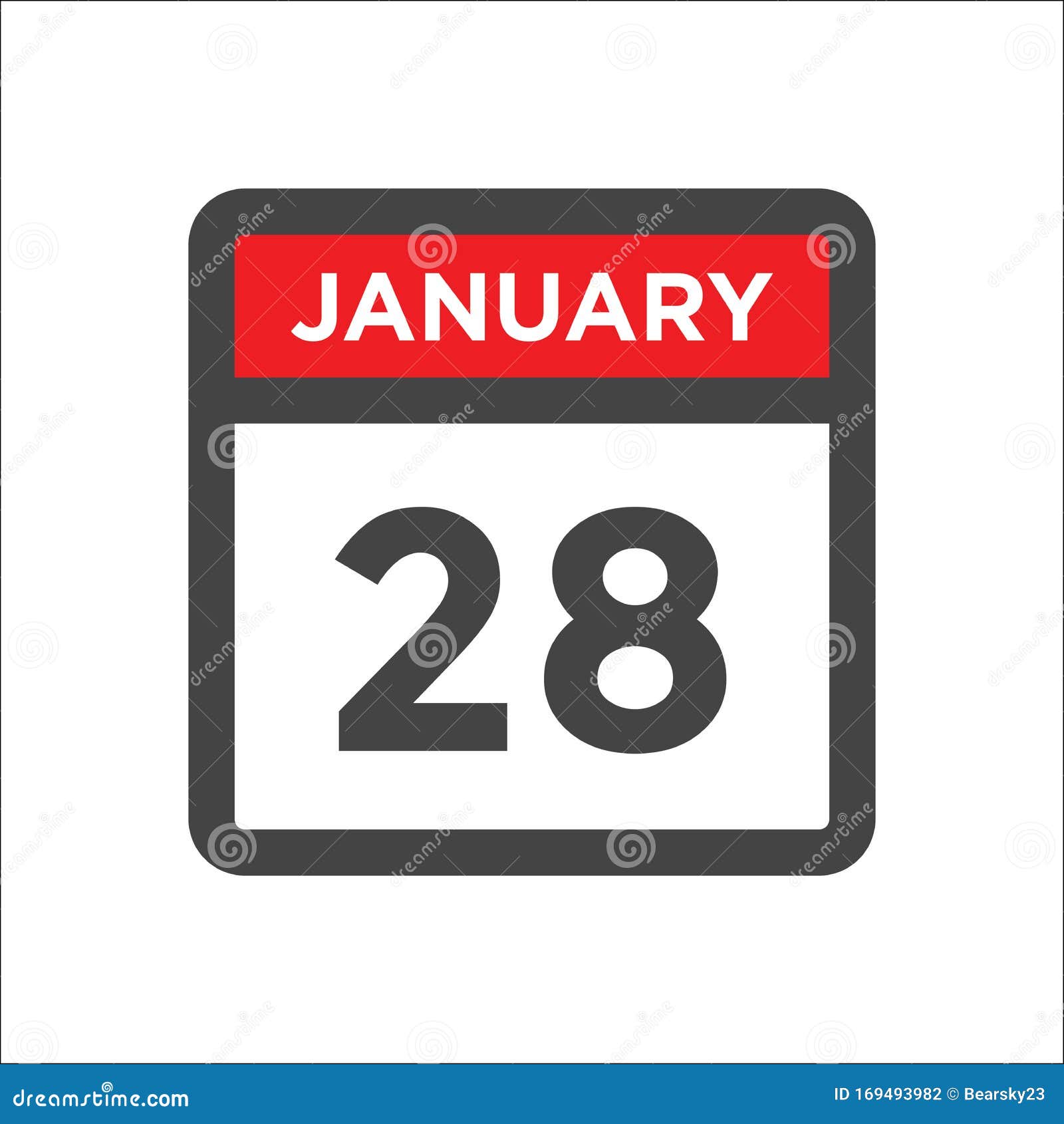 January 28 Calendar Icon Including Day of Month Stock Vector ...