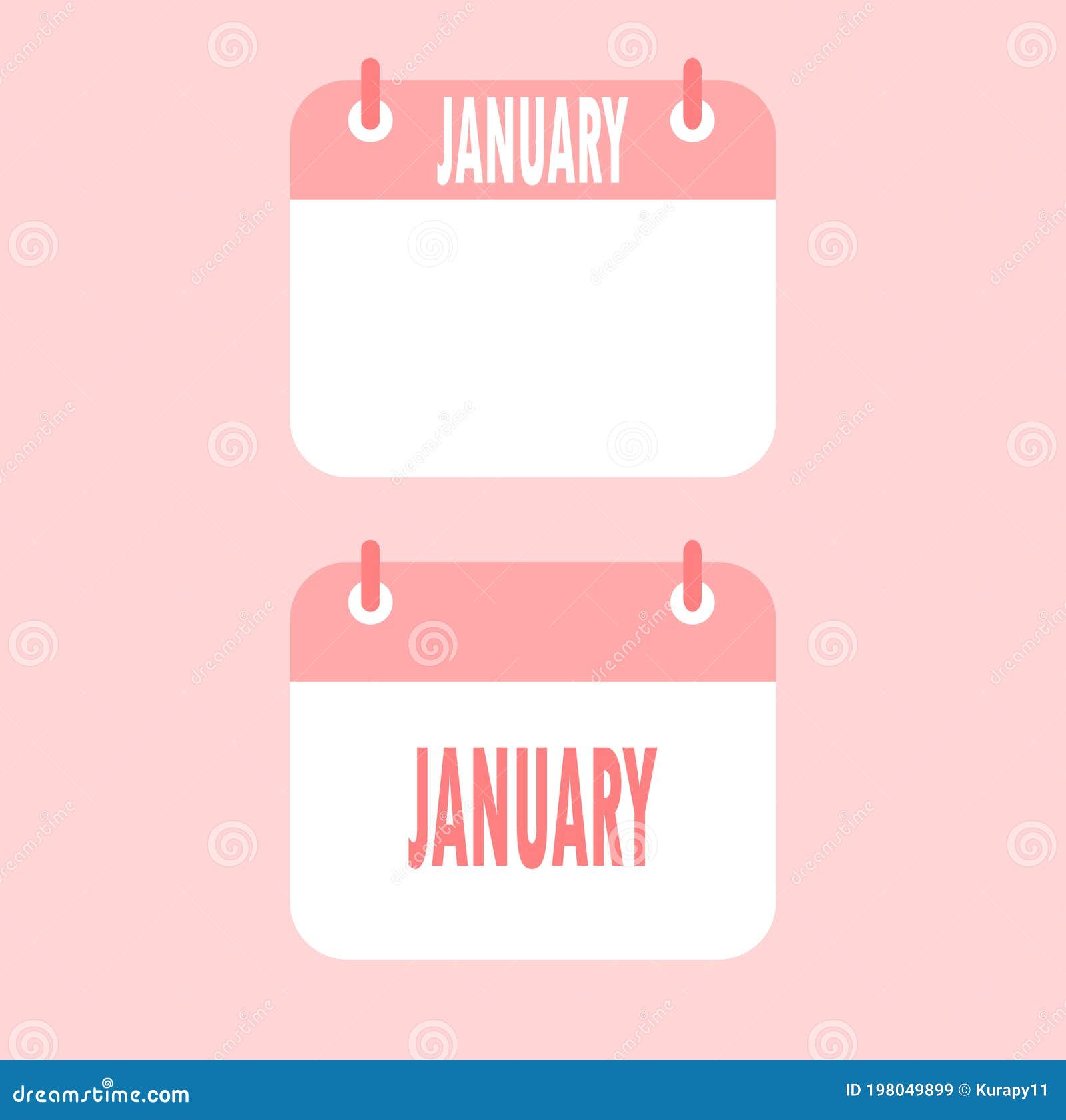 January Calendar Icon on Red Background.Two Flat Style Stock ...