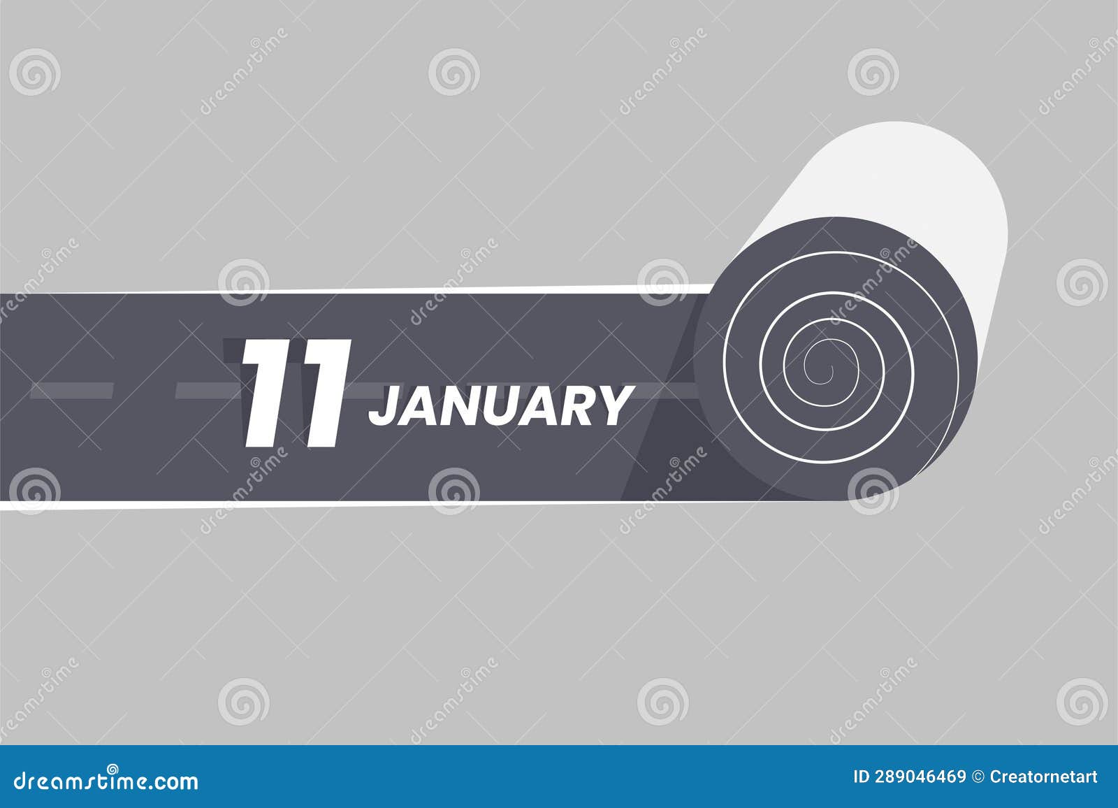 January 11 Calendar Icon Rolling Inside the Road. 11 January Date Month ...