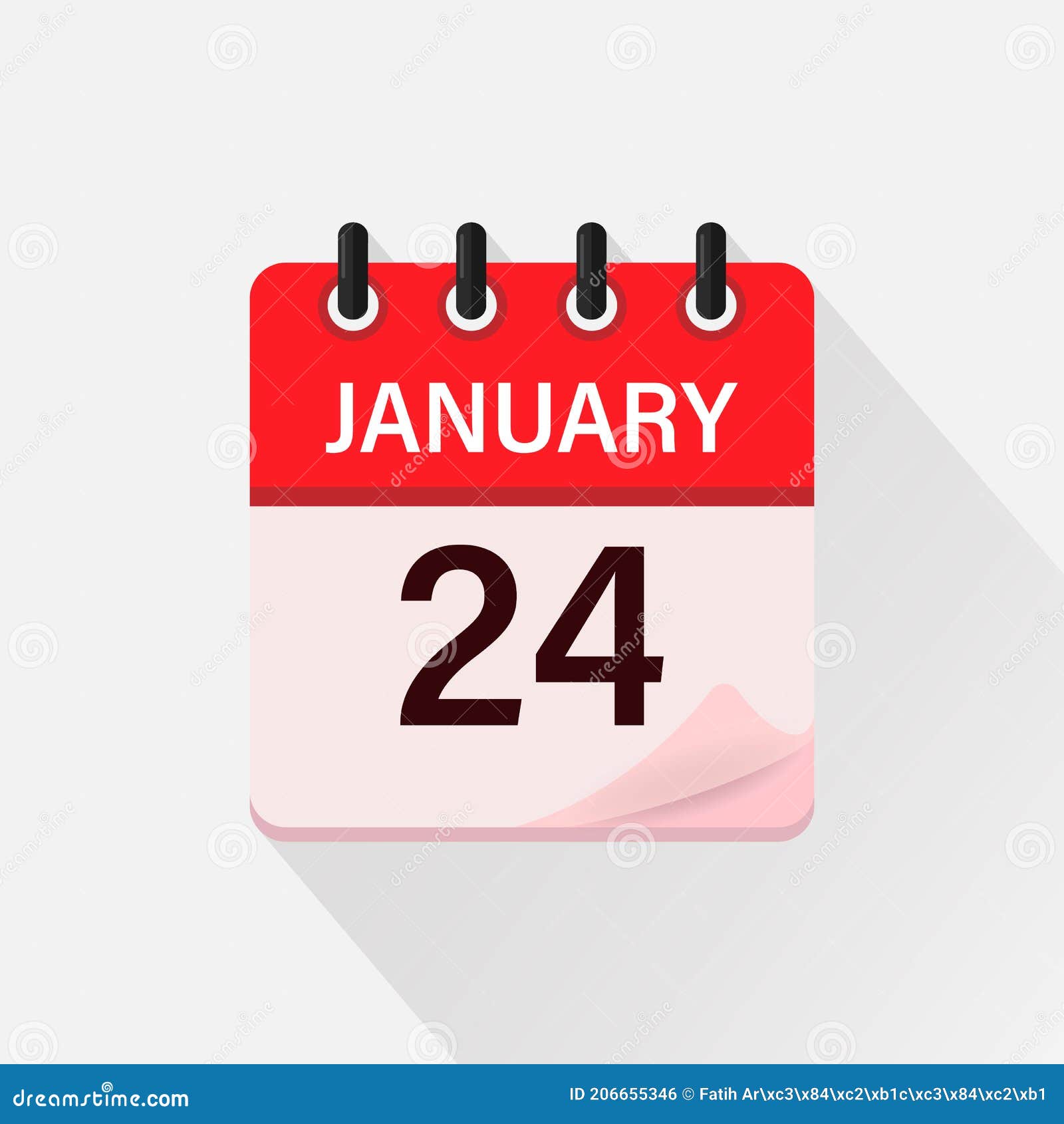 January 24, Calendar Icon with Shadow. Day, Month. Flat Vector ...