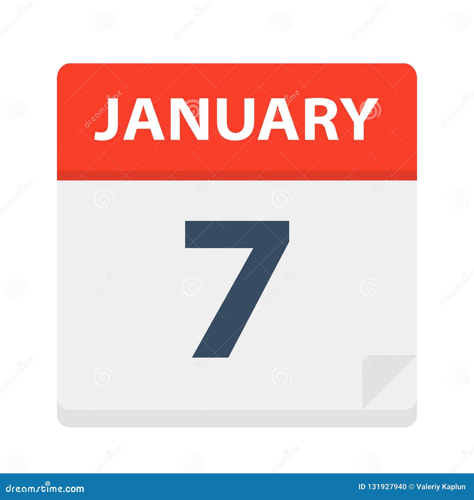 January 7 - Calendar Icon stock vector. Illustration of today - 131927940