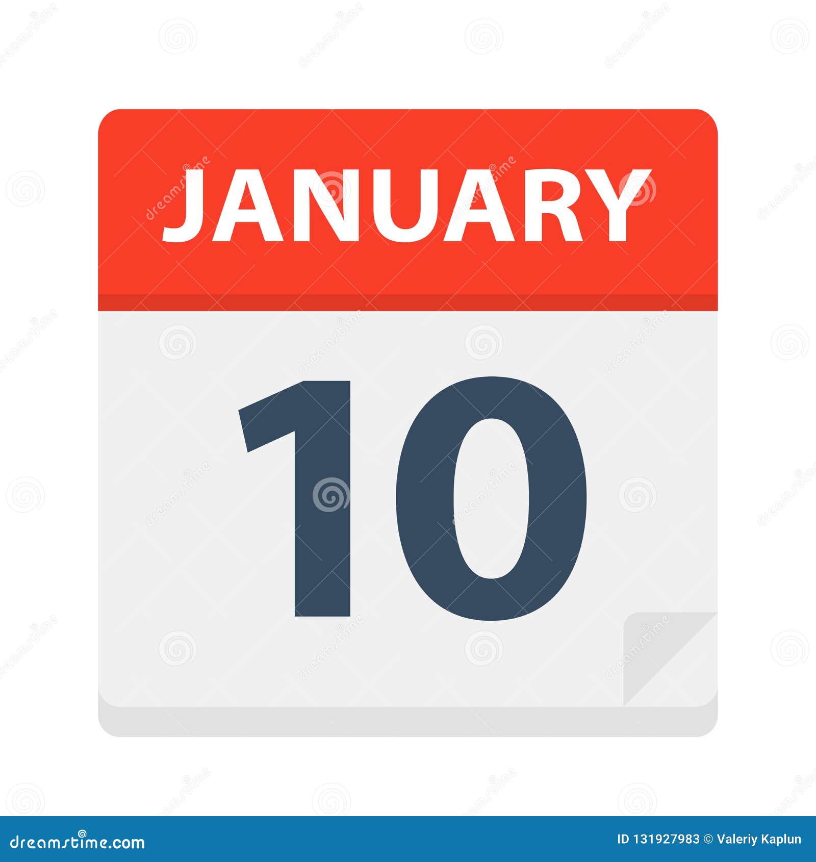 January 10 - Calendar Icon stock vector. Illustration of flat - 131927983