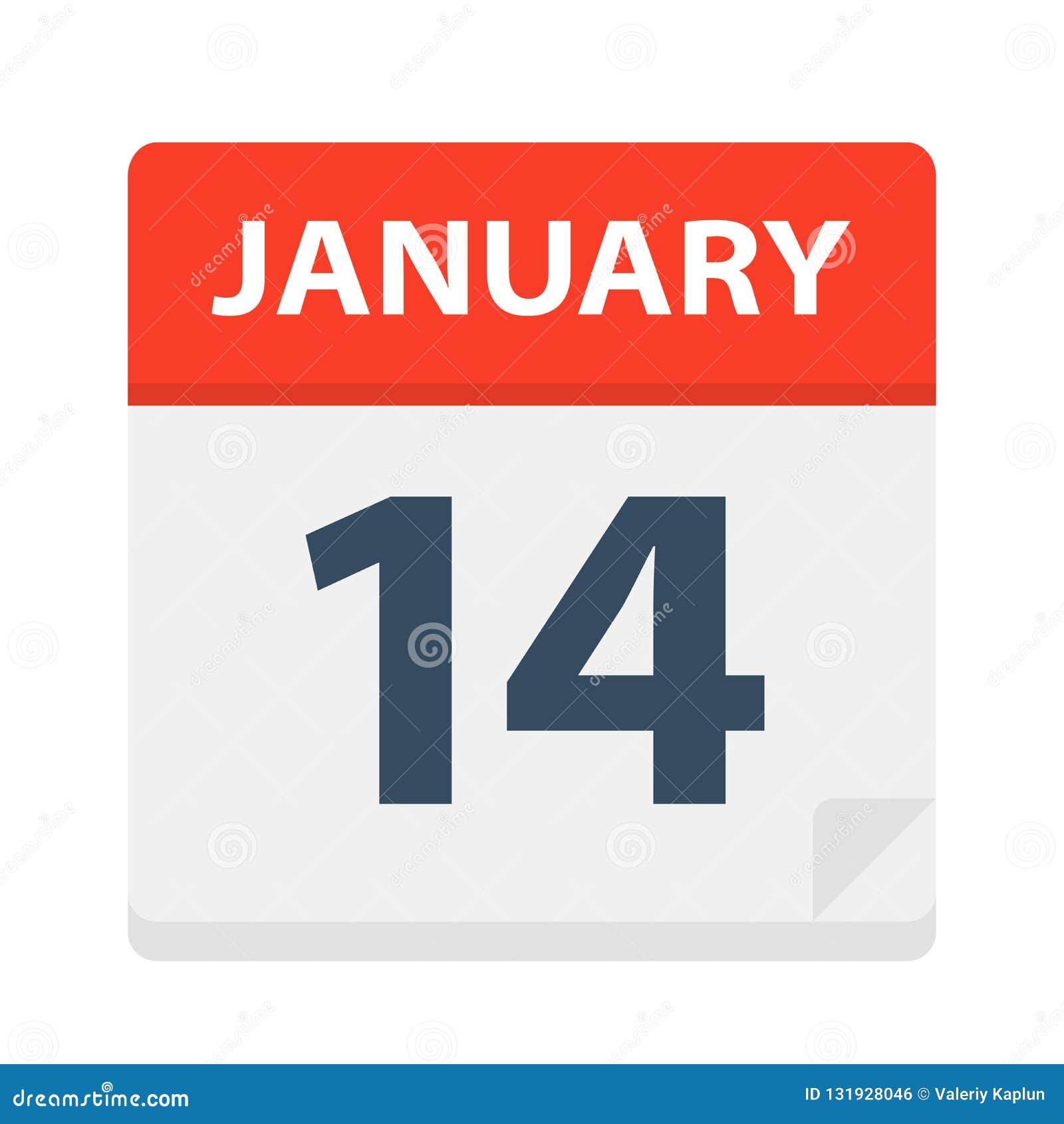 January 14 - Calendar Icon stock vector. Illustration of flat - 131928046