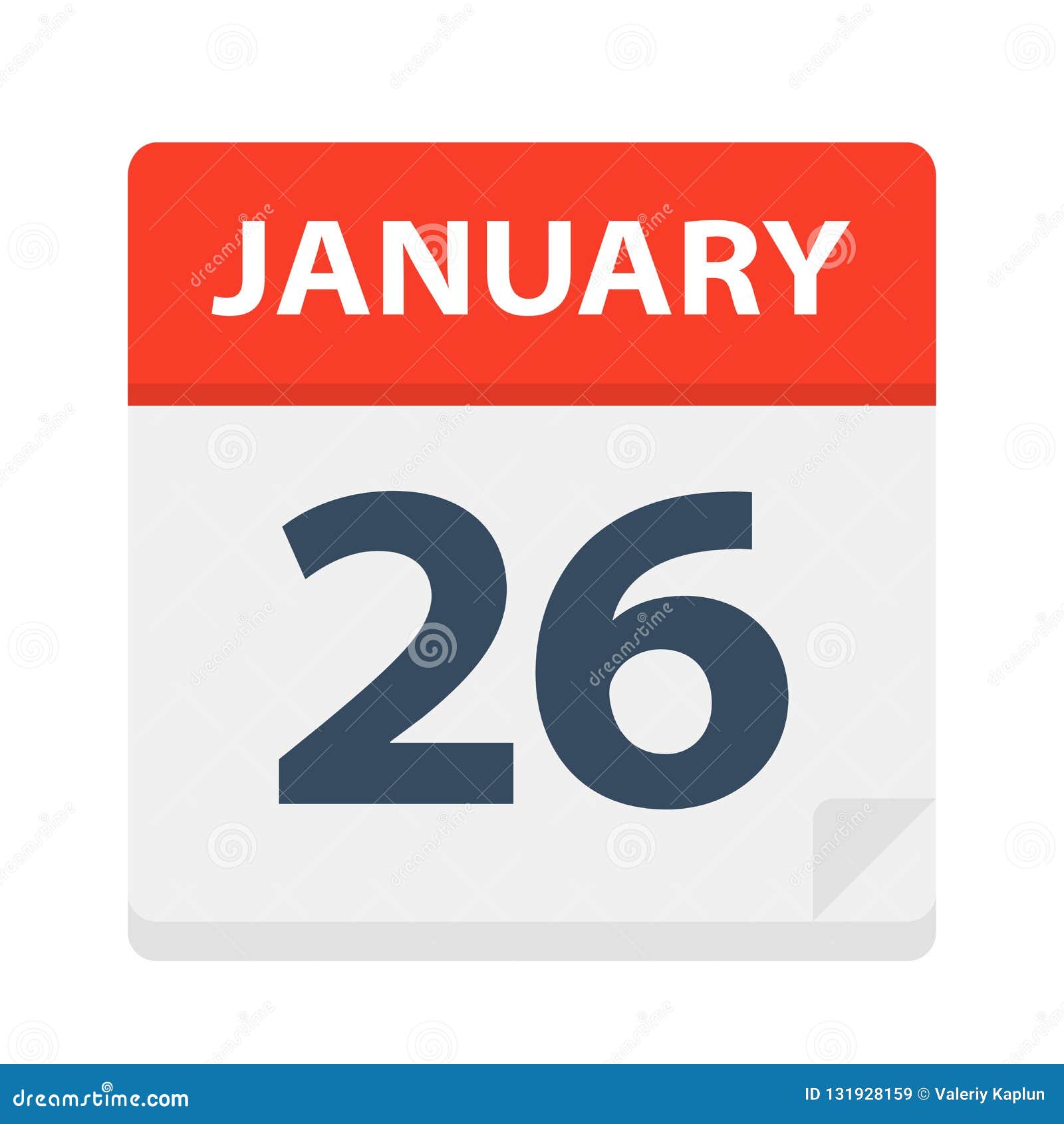 January 26 - Calendar Icon stock vector. Illustration of page - 131928159