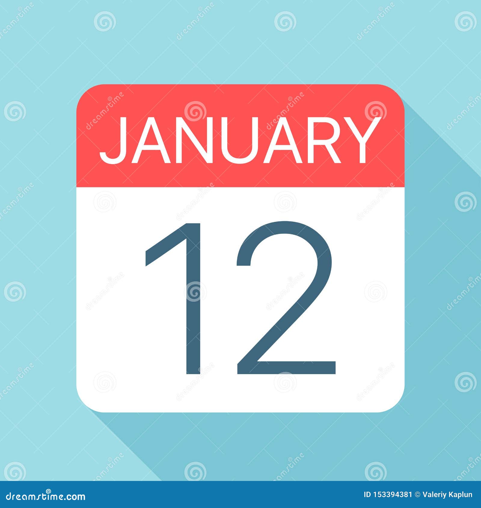January 12 - Calendar Icon. Vector Illustration of One Day of Month ...