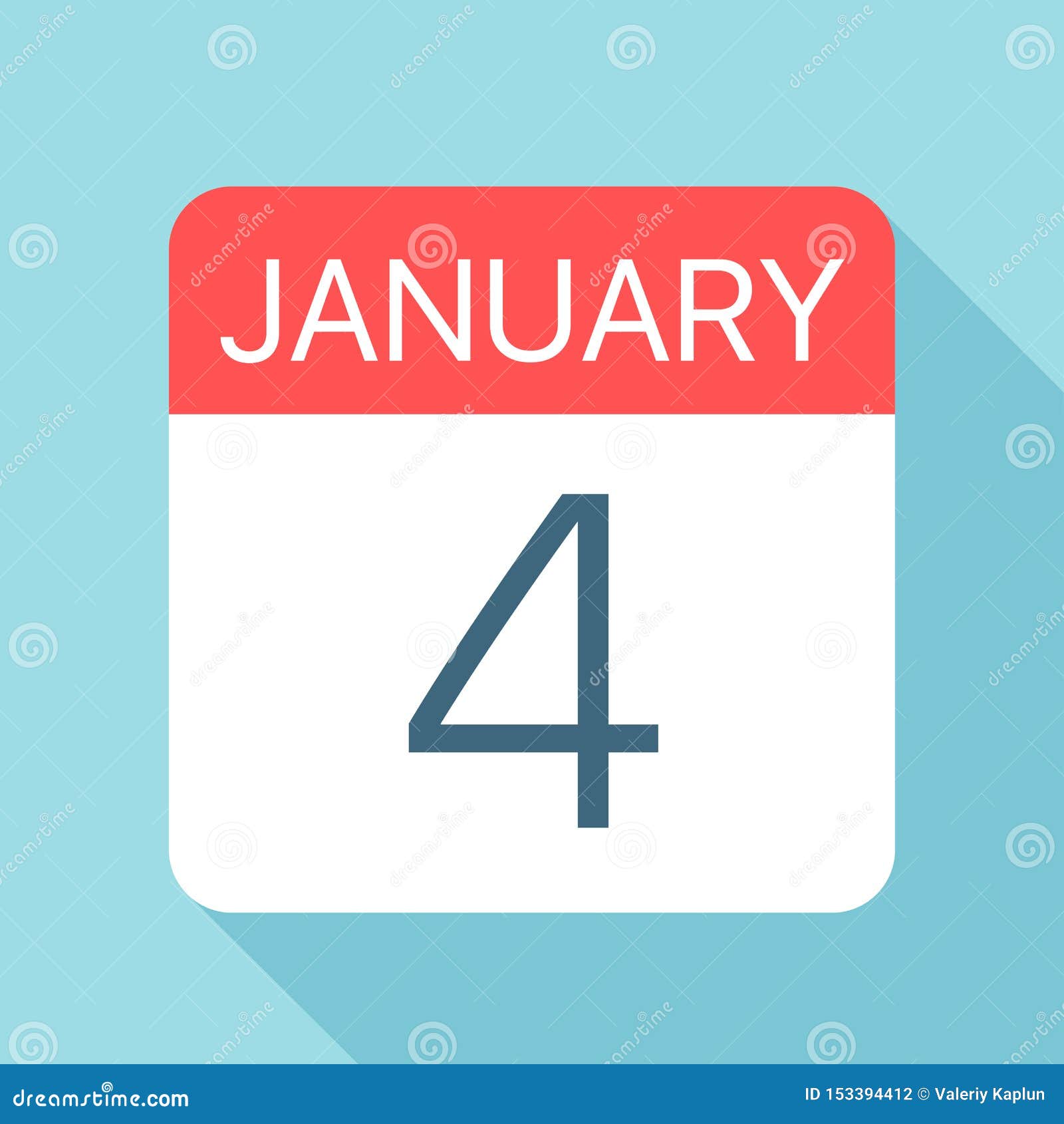 January 4 - Calendar Icon. Vector Illustration of One Day of Month ...