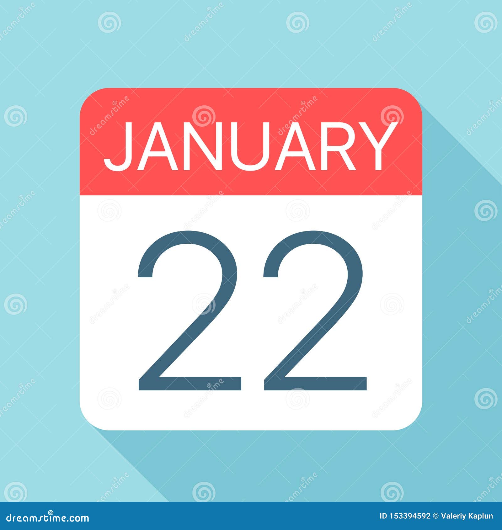 January 22 - Calendar Icon. Vector Illustration of One Day of Month ...