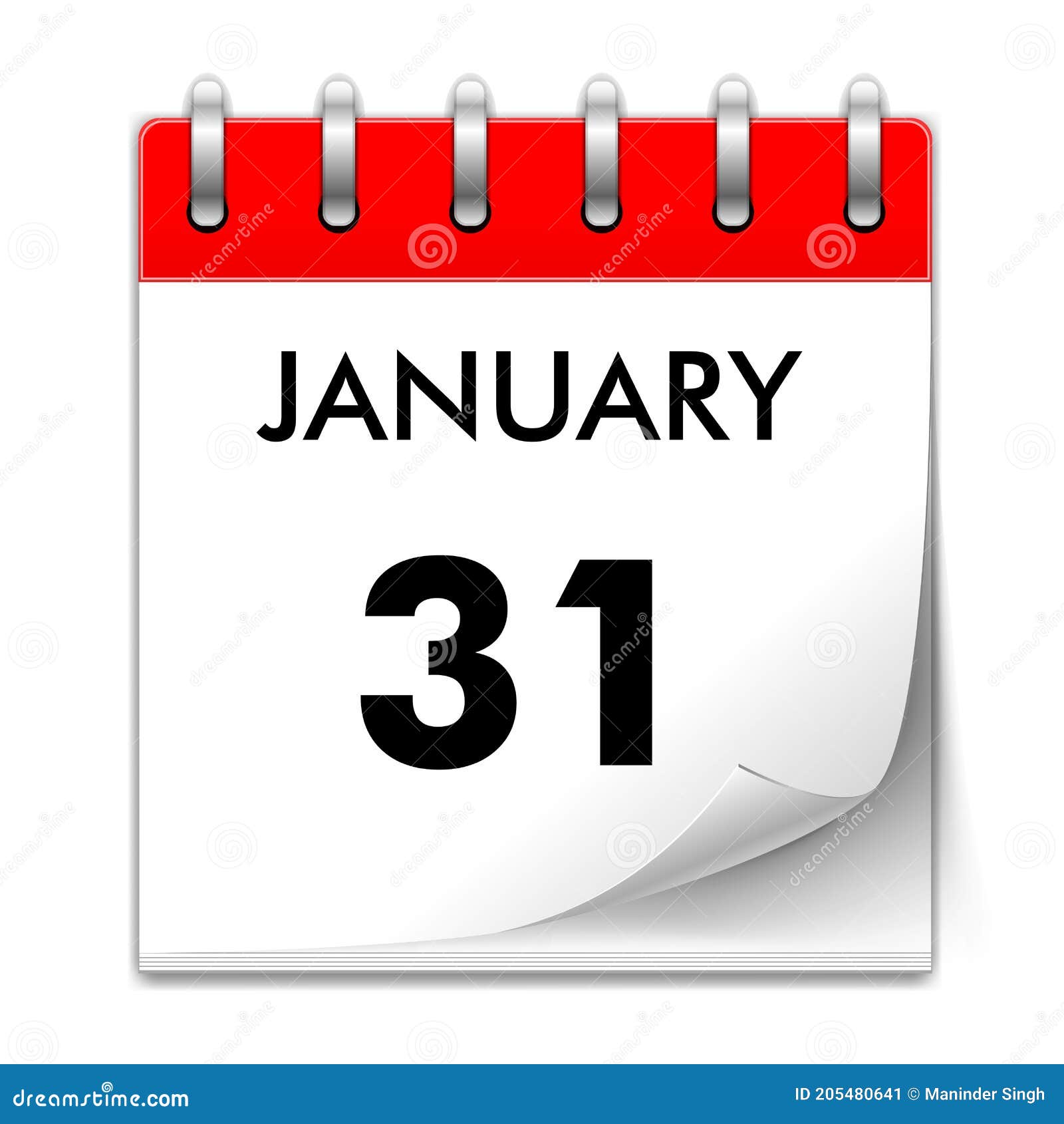 January 31 - Calendar Icon. Vector Illustration of One Day of Month ...